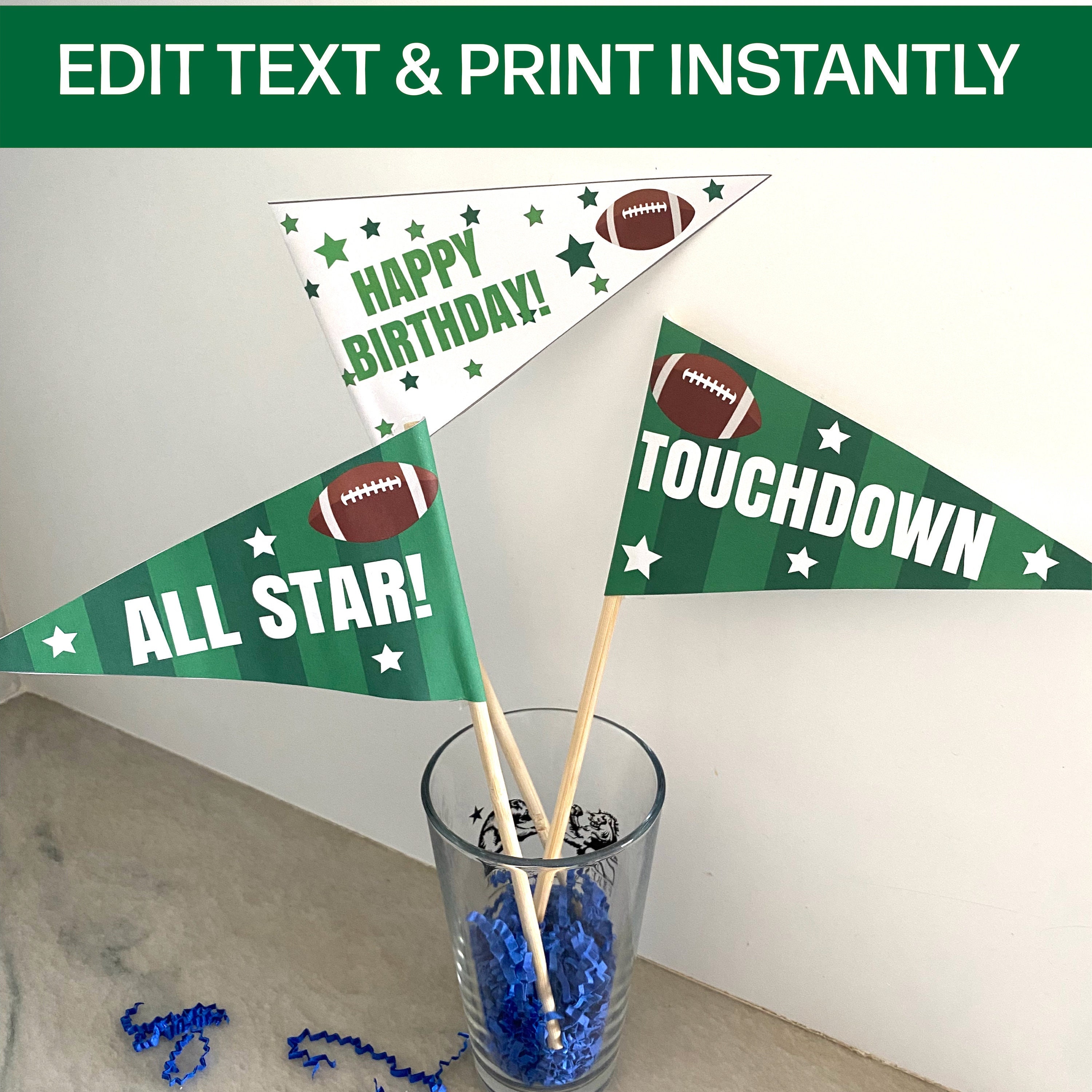 Editable Football Pennant Flags, Instant Template Download, DIY Flags ...