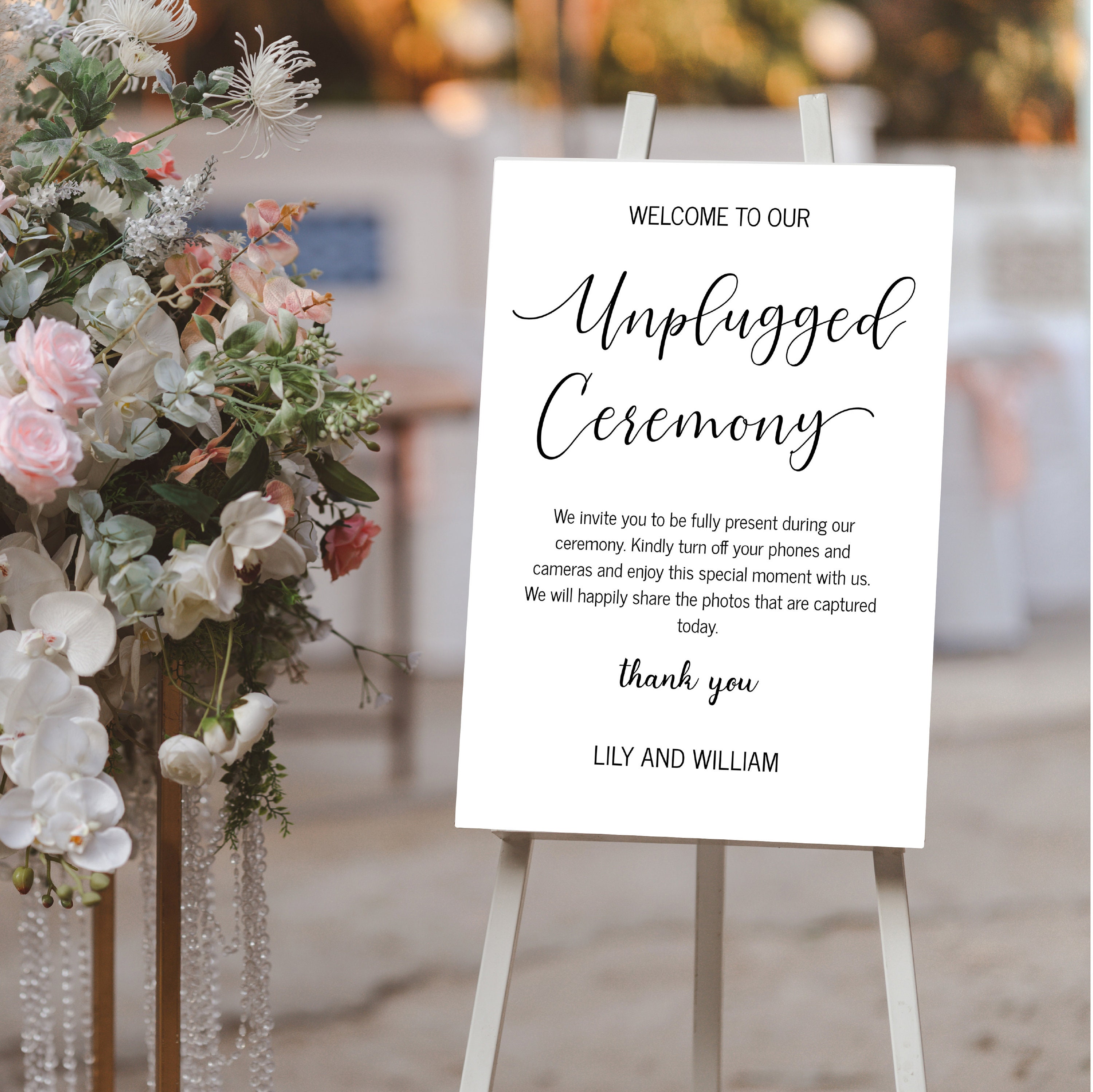 Editable Unplugged Wedding Sign, Printable Wedding Ceremony Sign, No ...