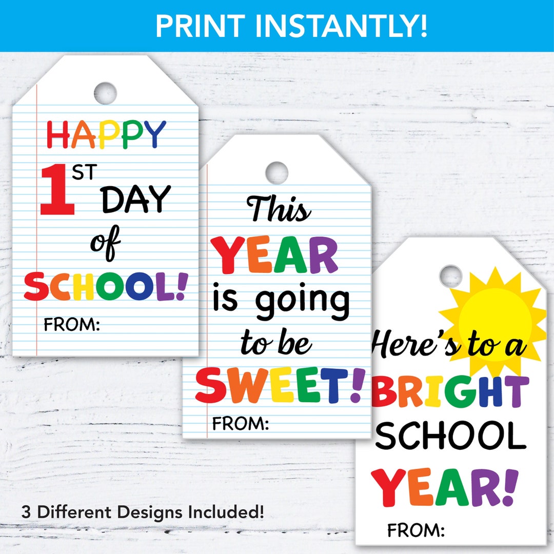 Back to School Printable Gift Tags, Teacher Gift Tags, First Day of ...