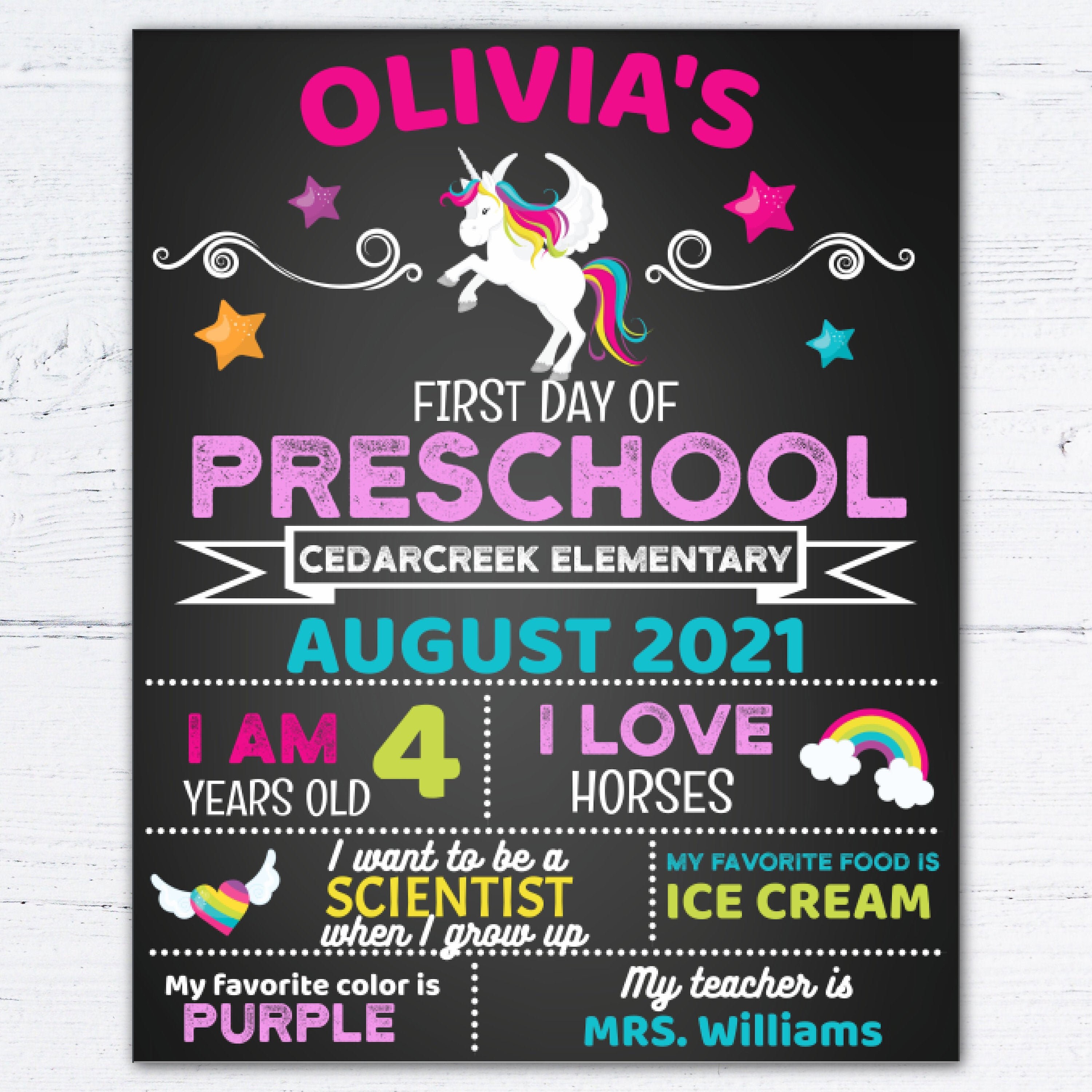 Unicorn Back to School Chalkboard Sign First Day of School - Etsy