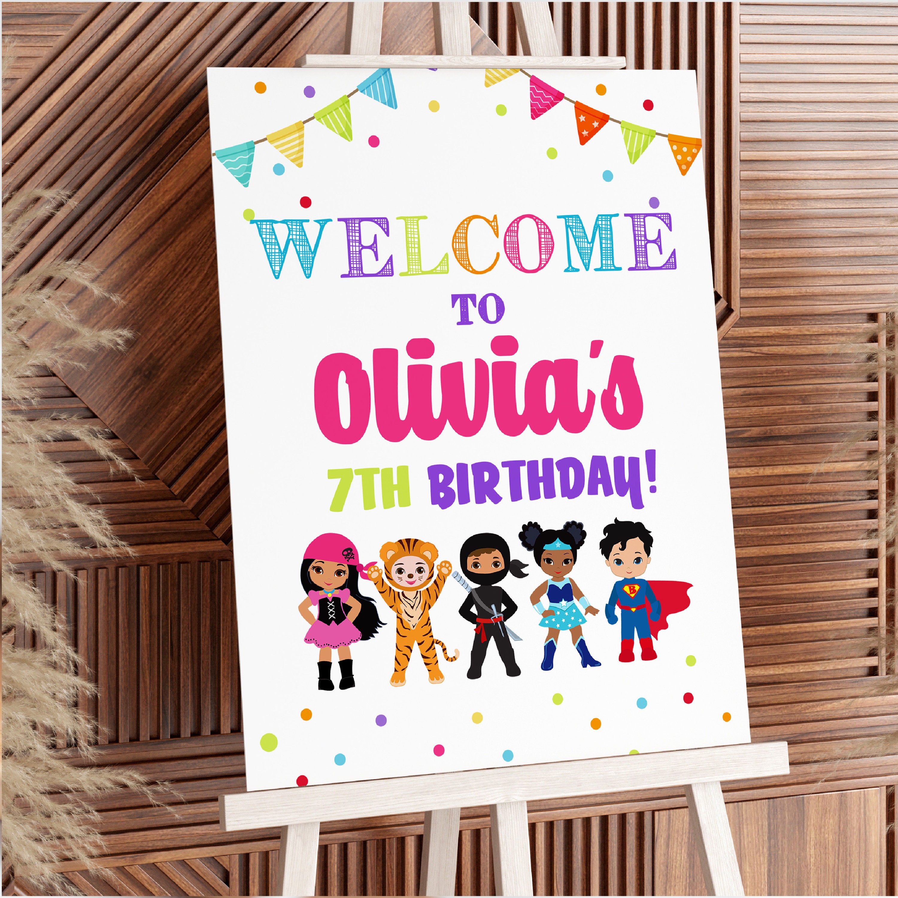 Editable Dress up Costume Birthday Party Welcome Sign Instant Template ...