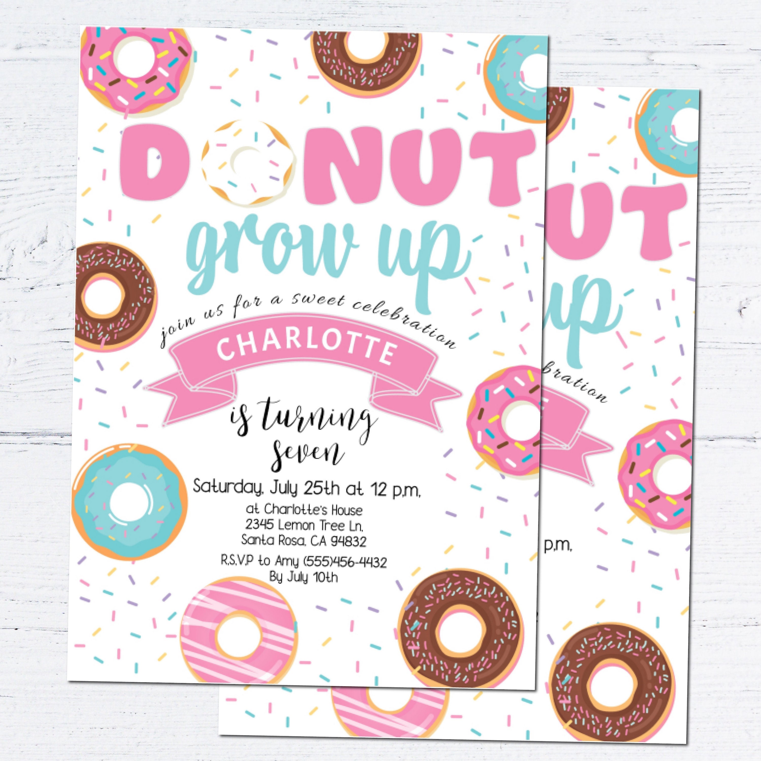 Editable Donut Birthday Party Invitation Instant Template Download Kids ...