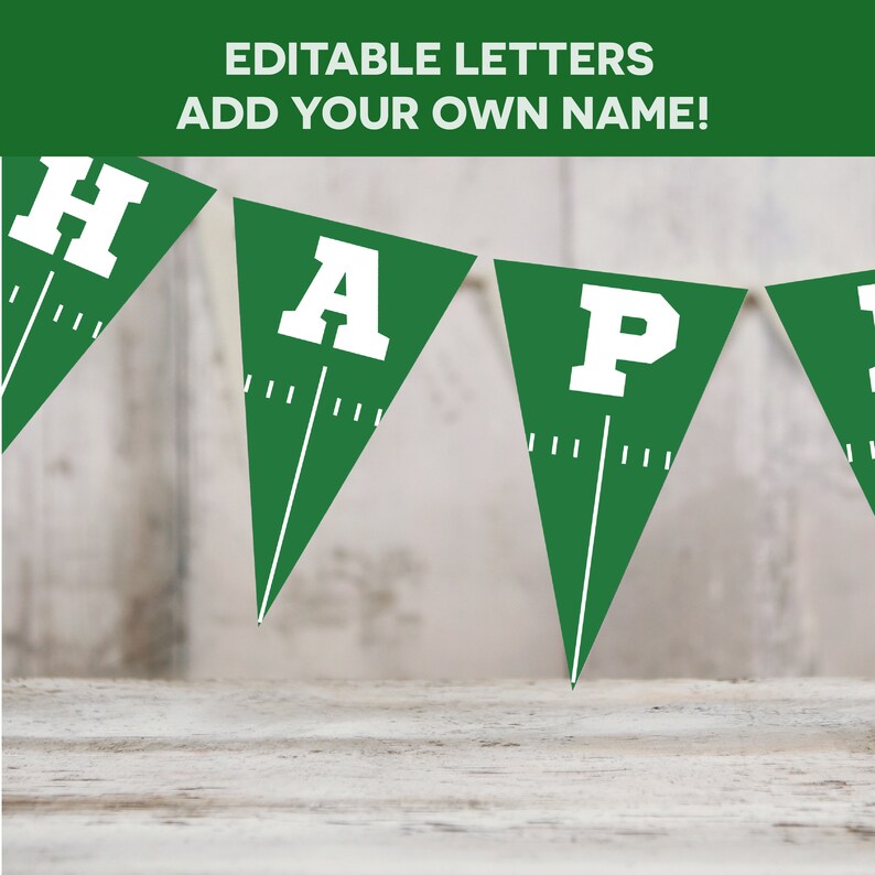 Editable Football Birthday Banner, Football Party Flag Banner, Instant ...