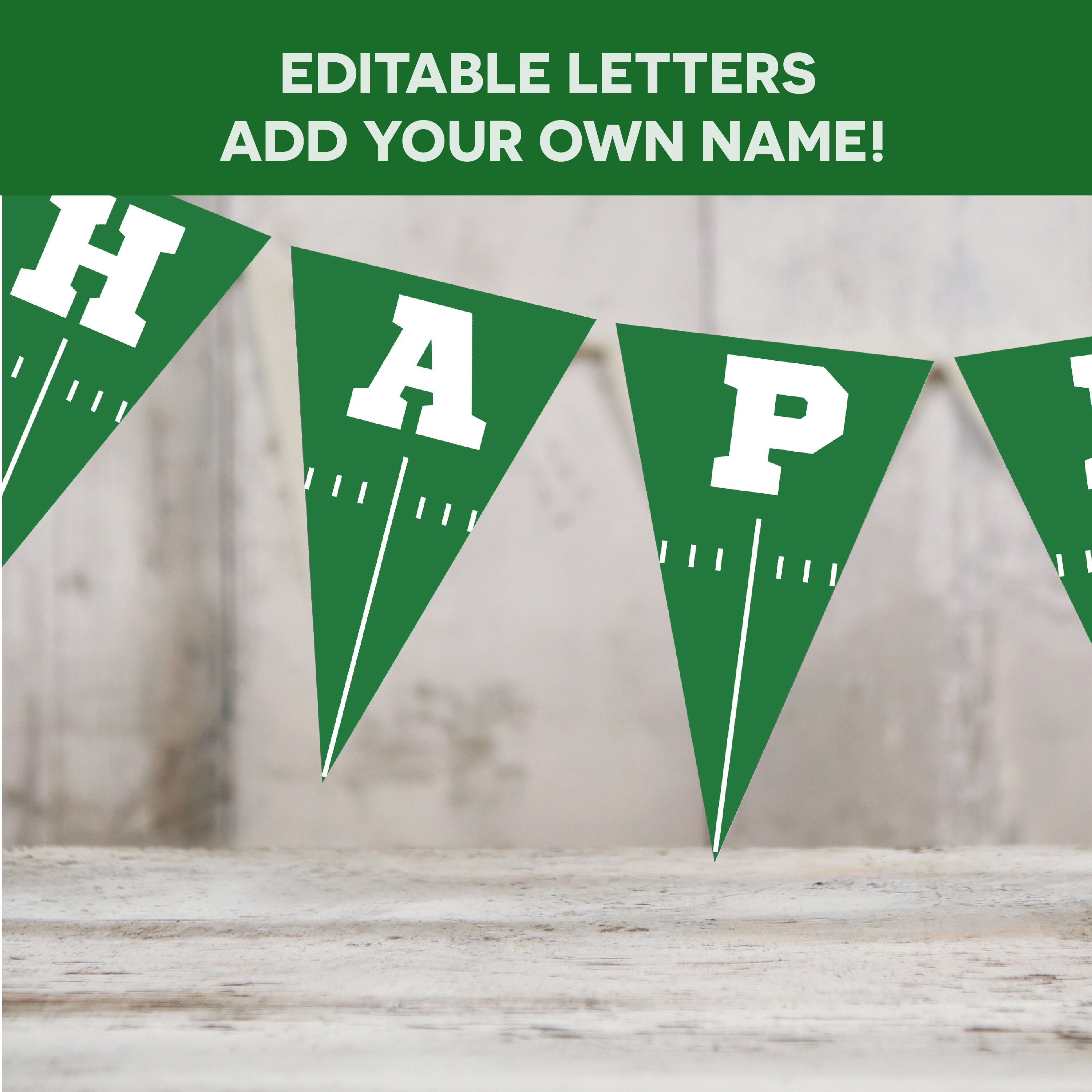 Editable Football Birthday Banner, Football Party Flag Banner, Instant ...