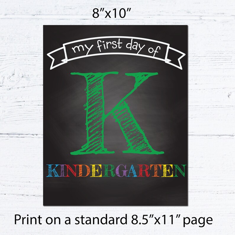 Printable First Day of School Colors Chalkboard Sign, All Grades 8"x10 ...