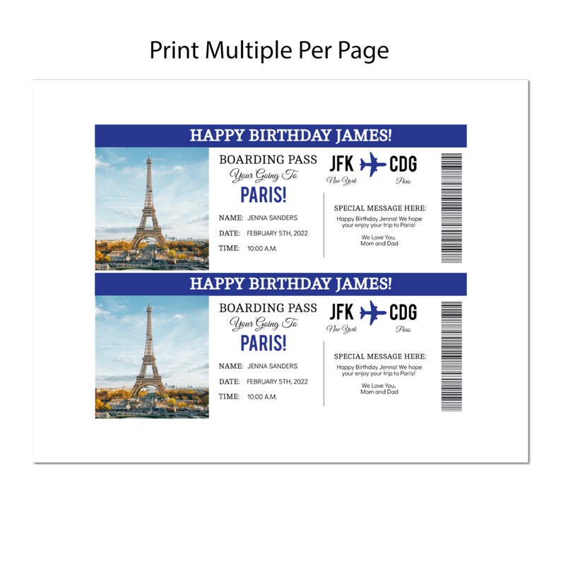 Editable Boarding Pass, Surprise Trip Ticket Instant Template Download ...