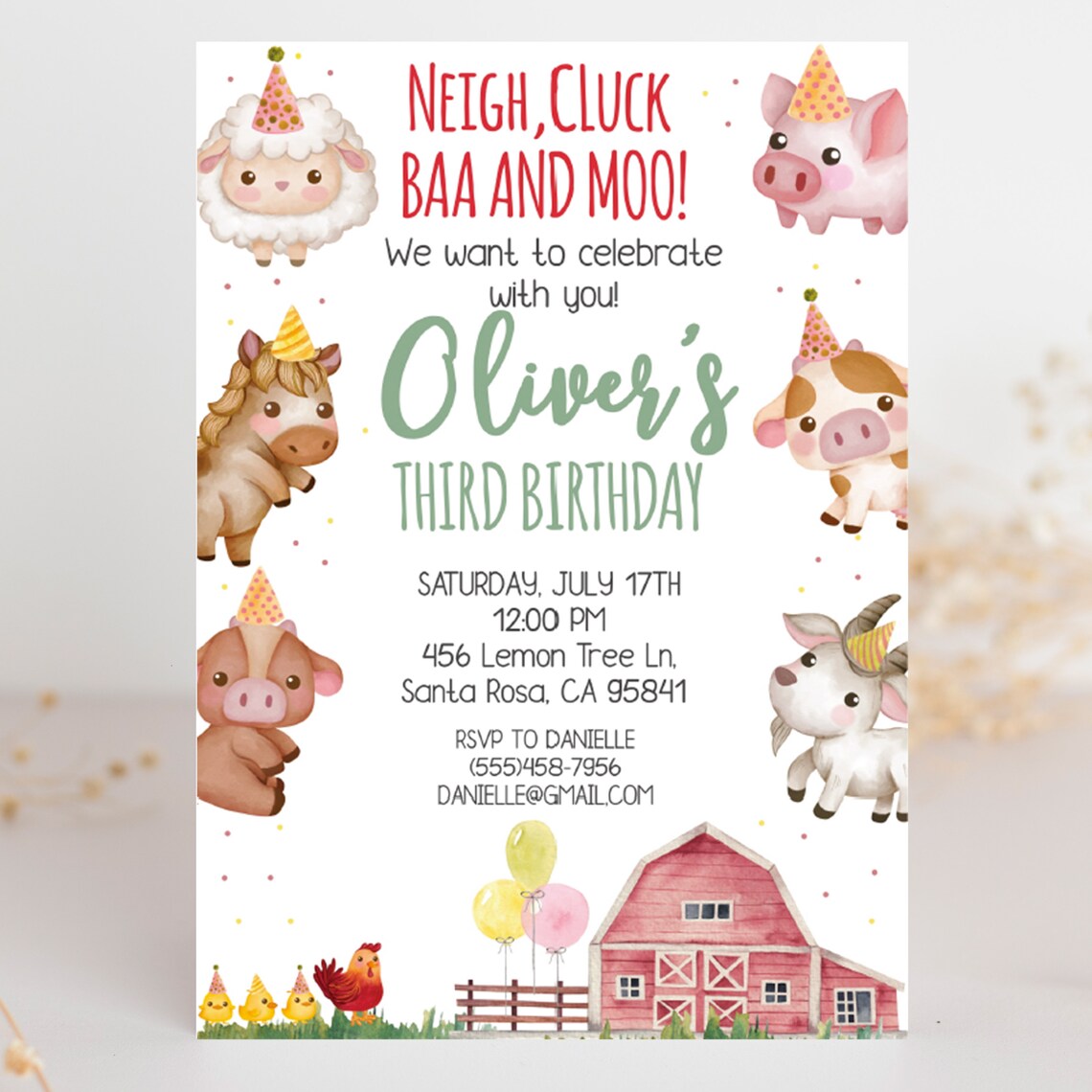 Editable Farm Animal Birthday Party Invitation Instant - Etsy