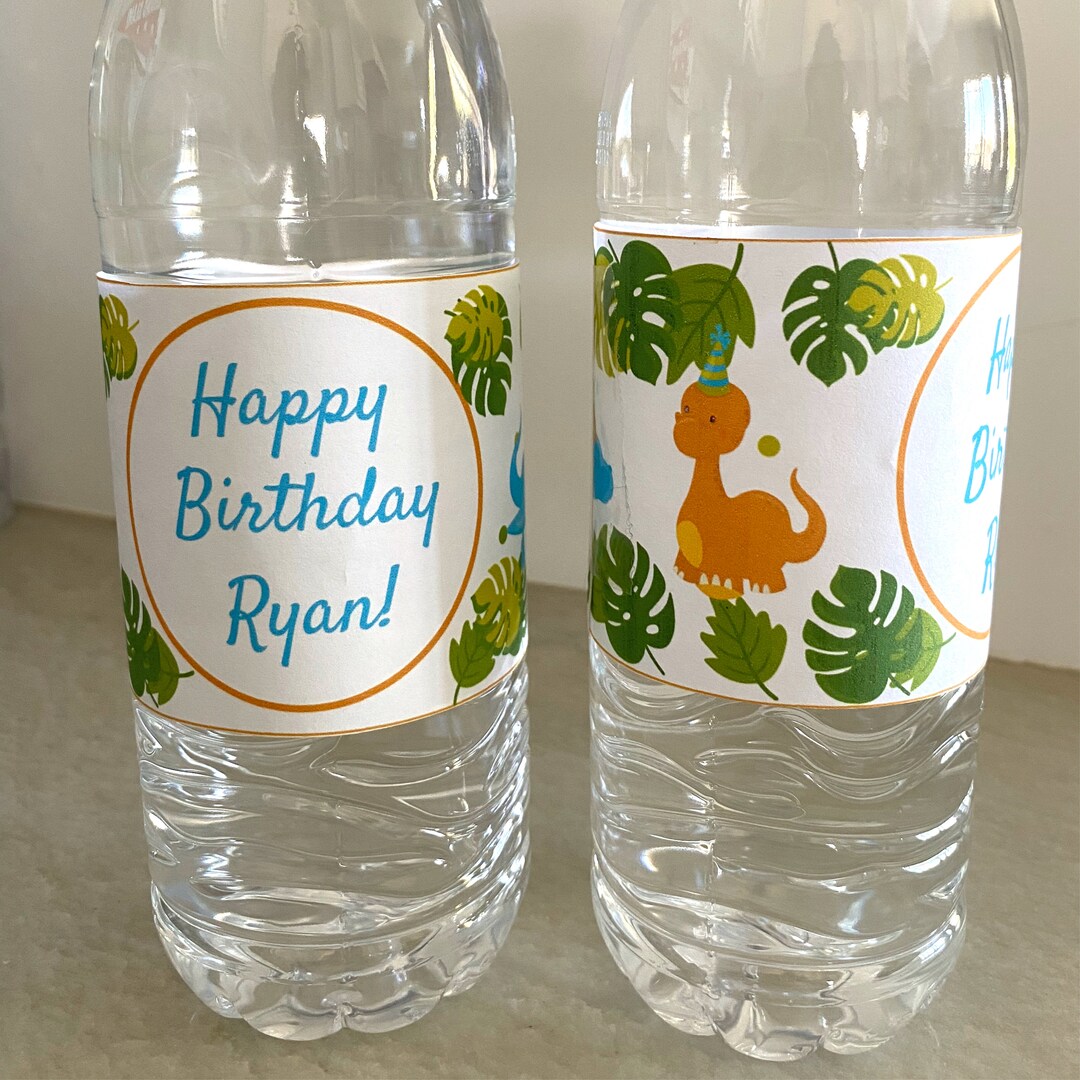 Editable Dinosaur Birthday Water Bottle Wrapper Instant Template ...