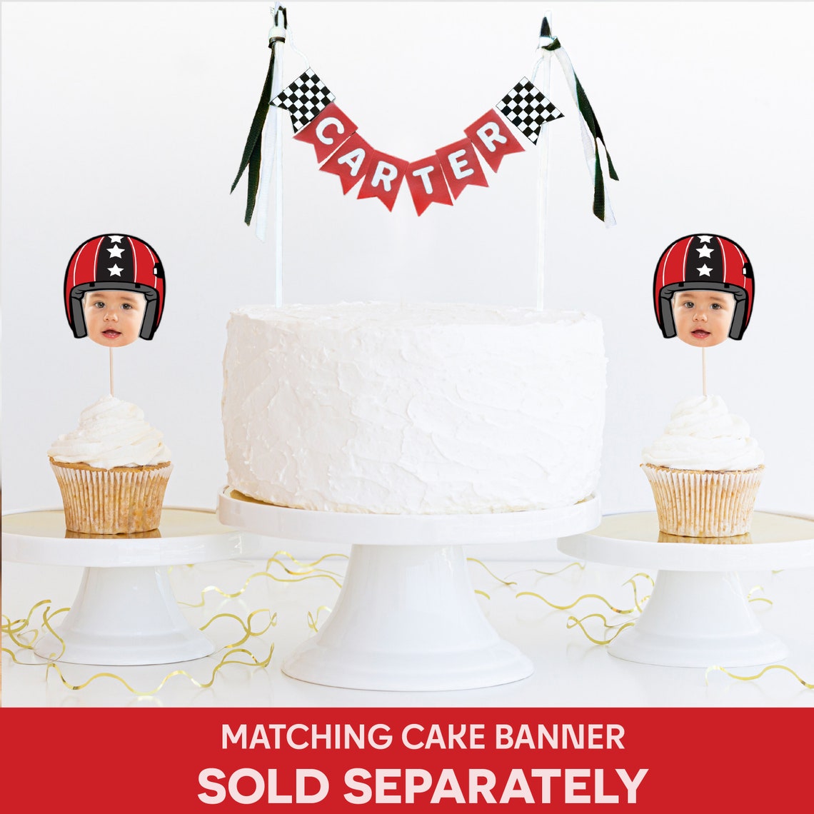 Editable Race Car Face Cupcake Topper, Racing Birthday Party Cupcake ...