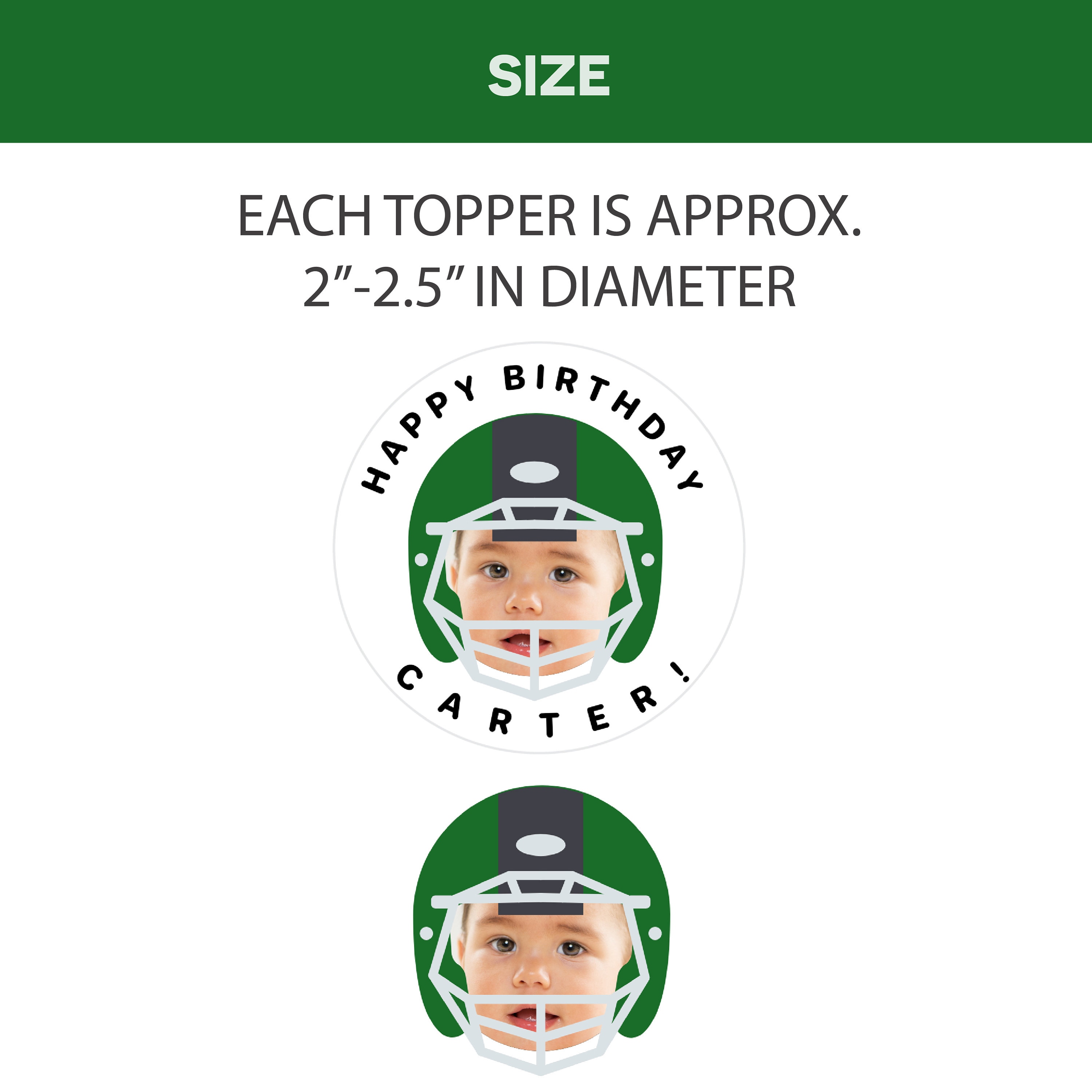 Custom Football Helmet Face Cupcake Topper, Football Birthday Party ...