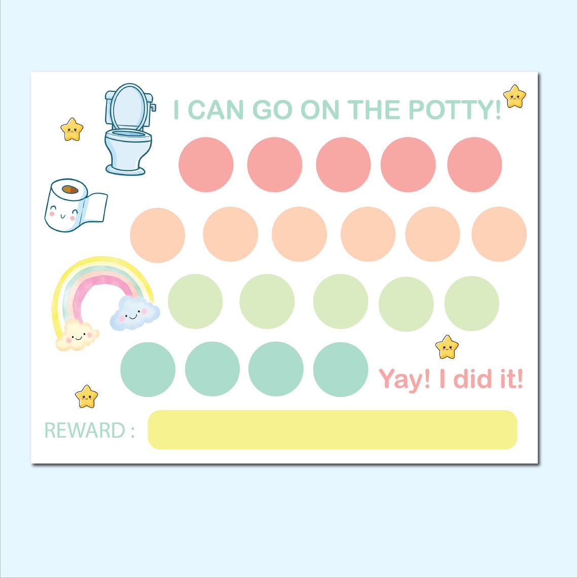 Printable Potty Training Reward Chart, Reward Sticker Chart, Download ...