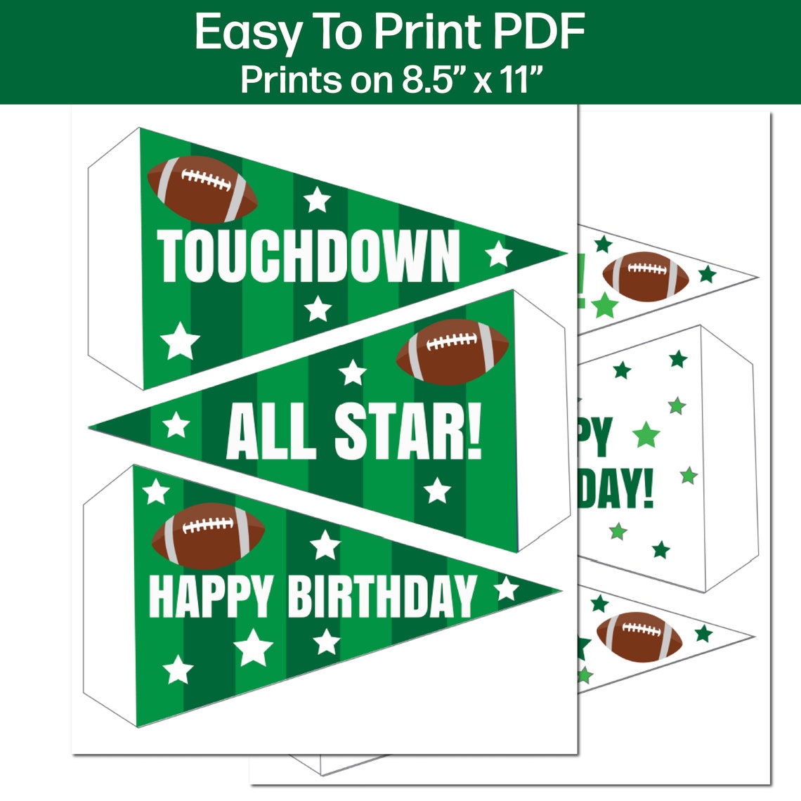 Editable Football Pennant Flags, Instant Template Download, DIY Flags ...