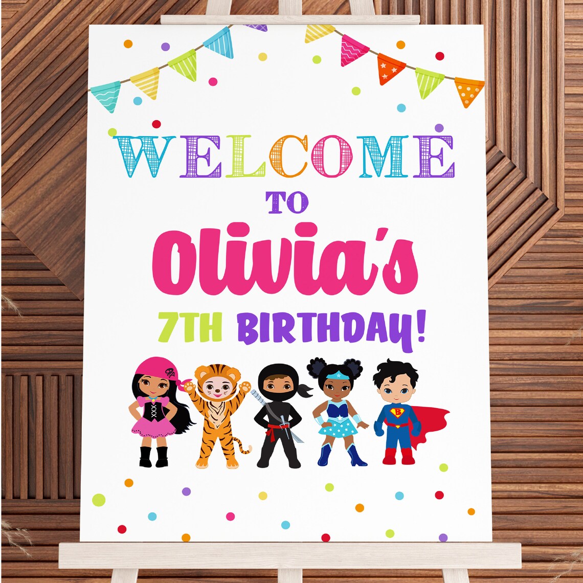Editable Dress up Costume Birthday Party Welcome Sign Instant Template ...