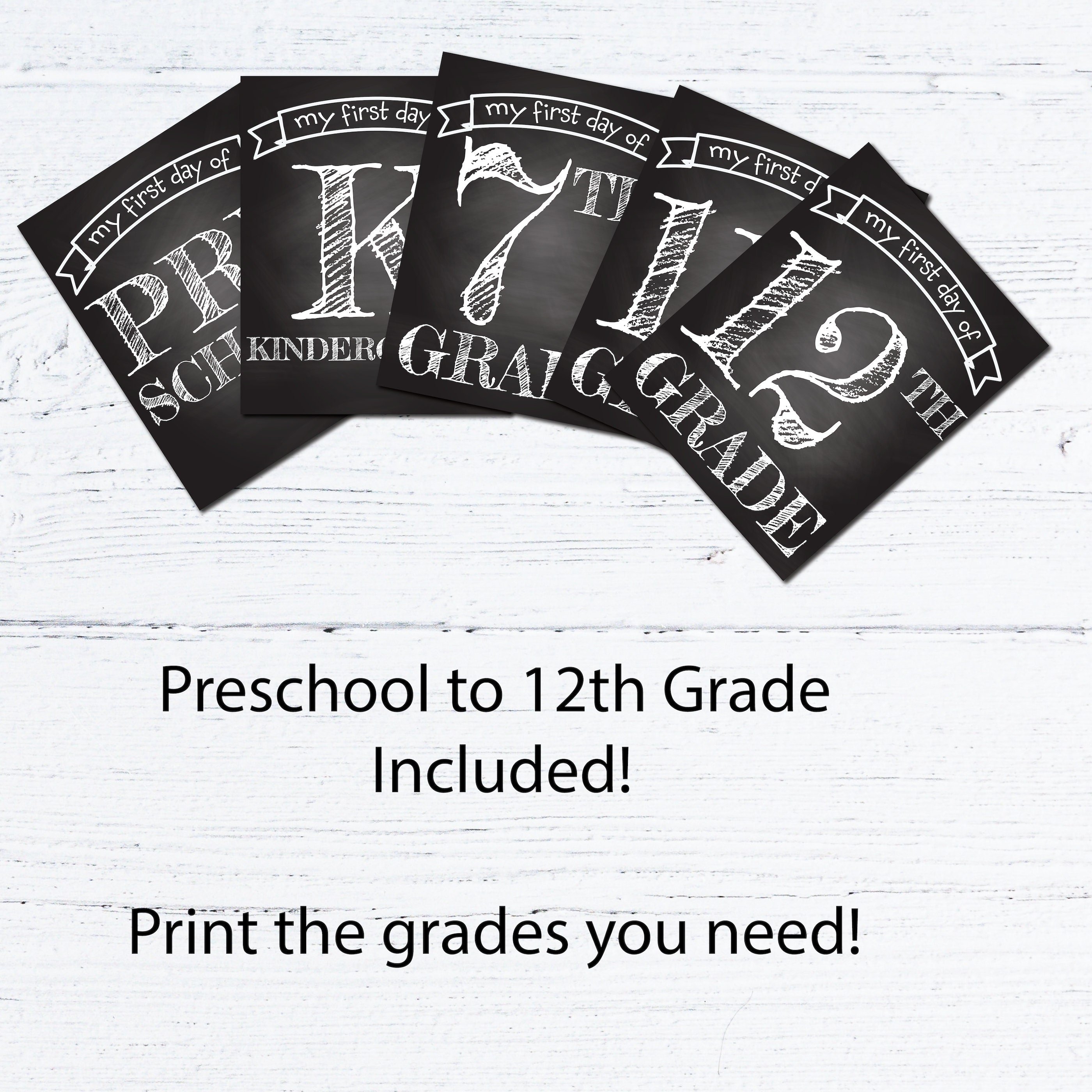 Printable First Day of School Chalkboard Sign, All Grades 8x10, Back to ...