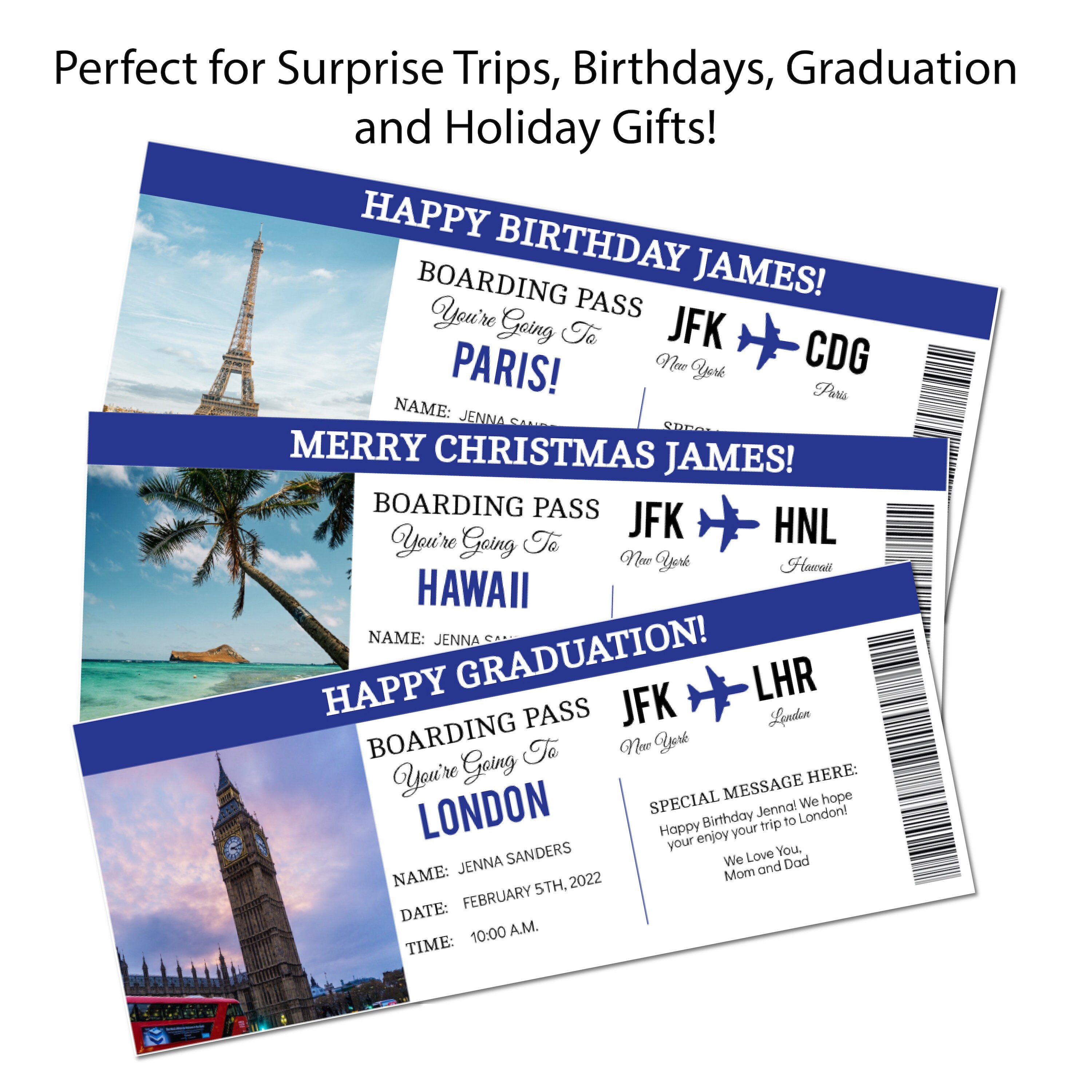 Editable Boarding Pass, Surprise Trip Ticket Instant Template Download ...