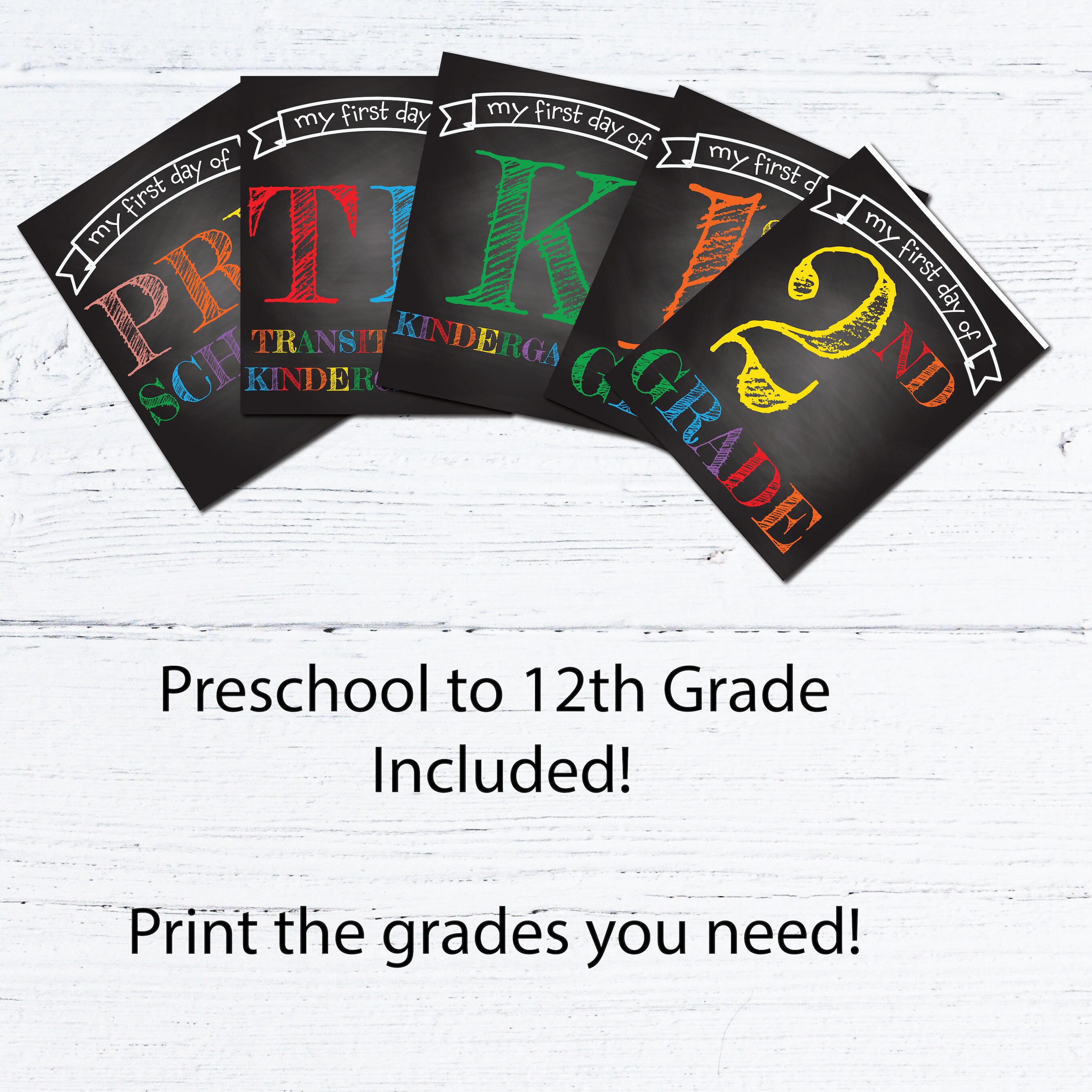 Printable First Day of School Colors Chalkboard Sign, All Grades 8"x10 ...