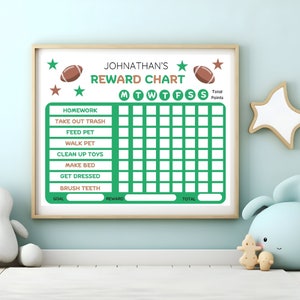 Editable Football Reward Chart, Chore Chart for Children, Kids Reward ...