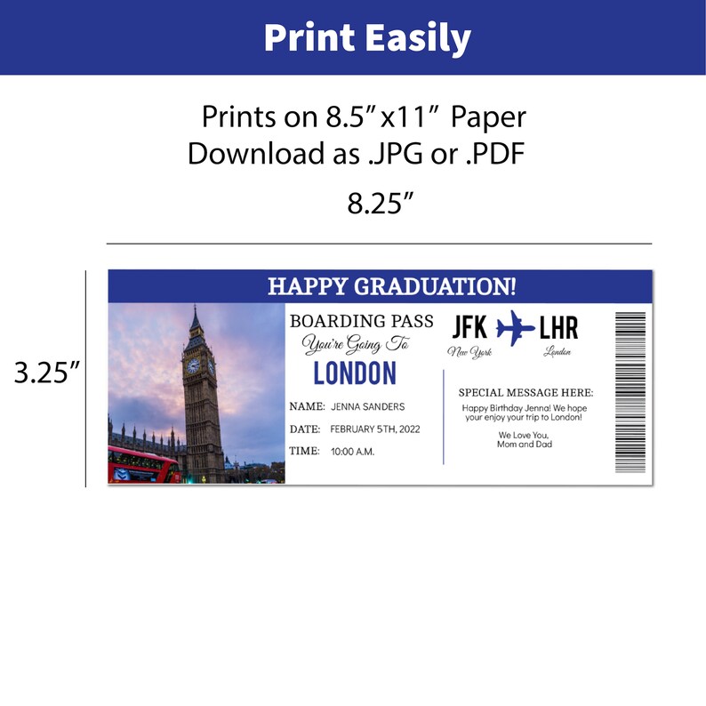 Editable Boarding Pass, Surprise Trip Ticket Instant Template Download ...