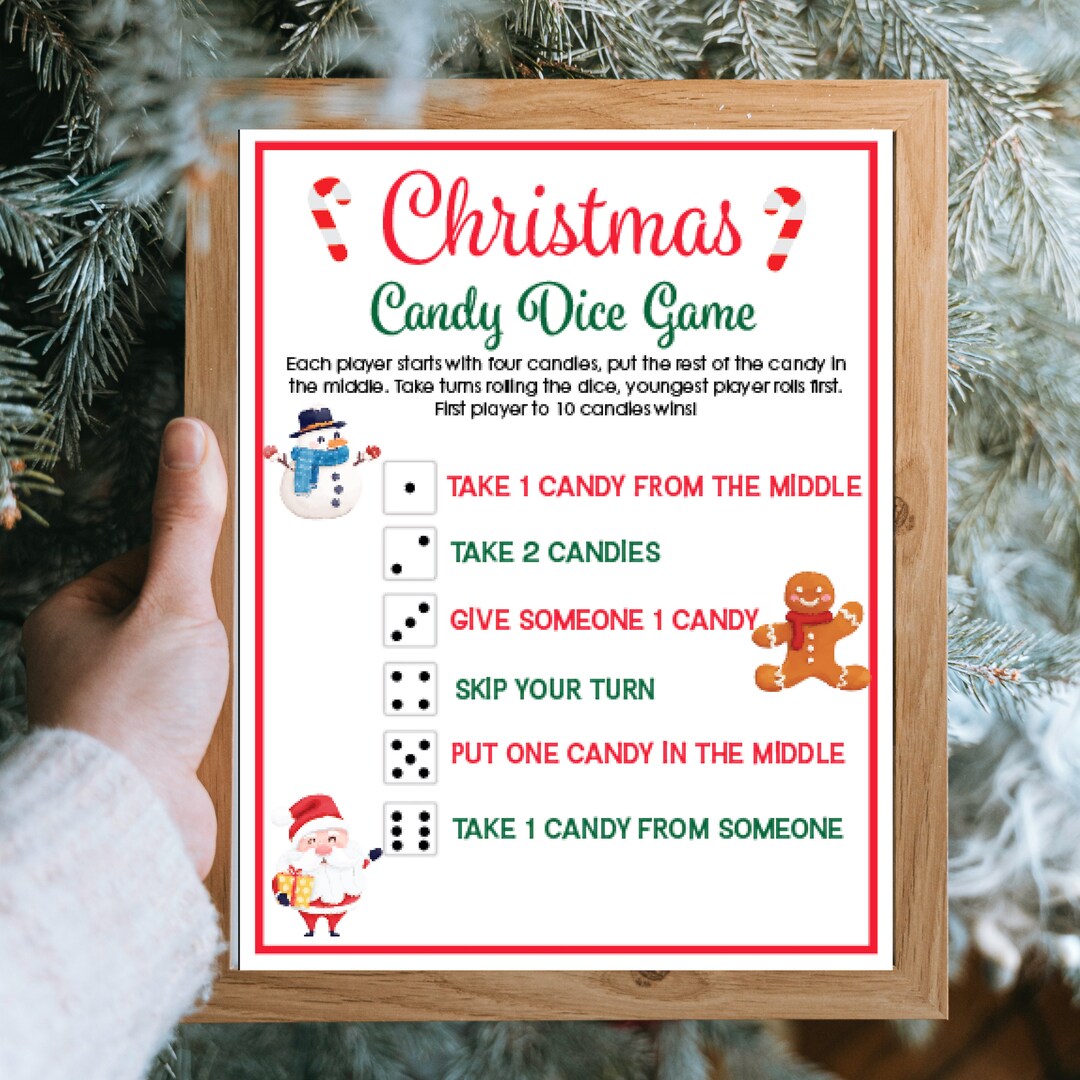 Printable Christmas Candy Dice Game, Family Game, Holiday Party Game ...