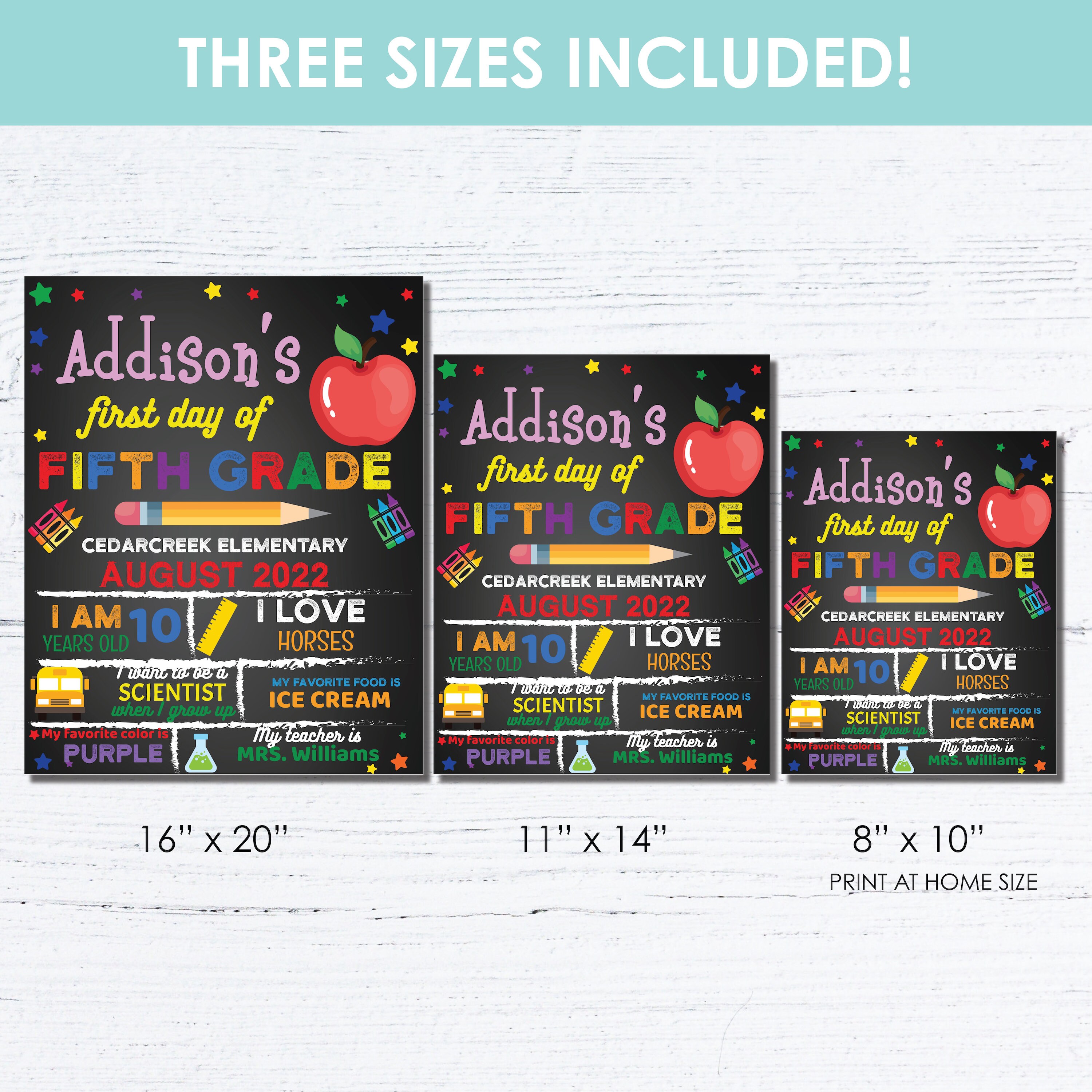 Editable Back to School Chalkboard Sign, First and Last Day of School ...