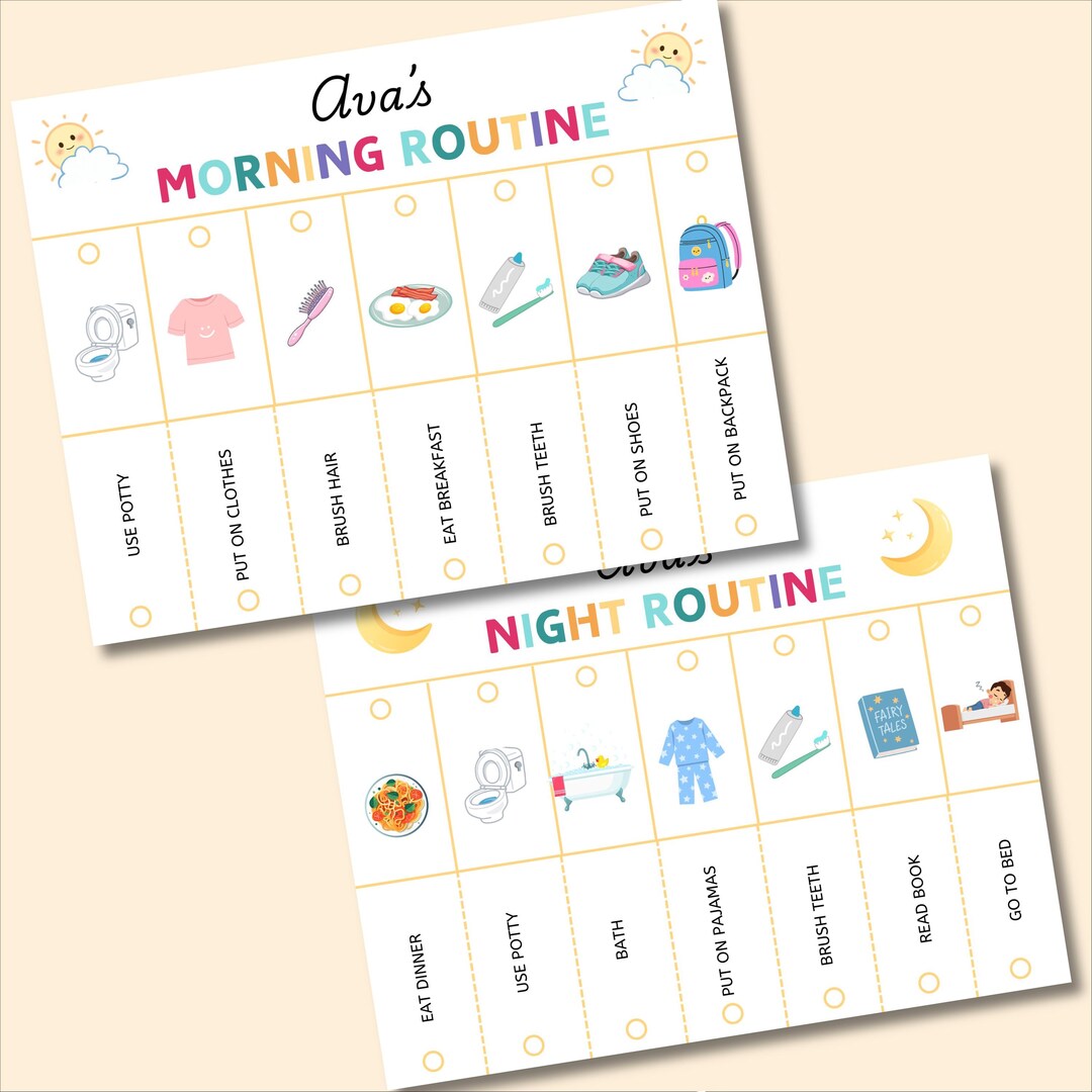 Customizable Daily Routine Chart, Editable Template Kids Schedule ...