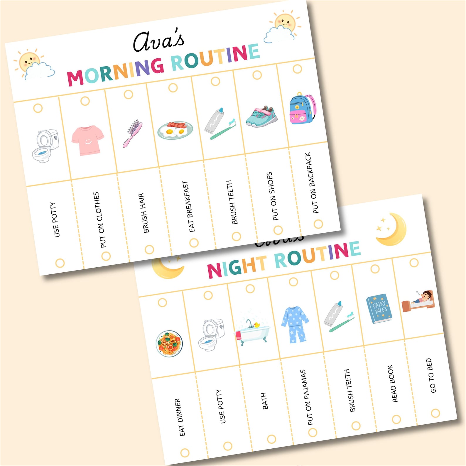 Customizable Daily Routine Chart, Editable Template Kids Schedule ...