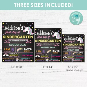 Unicorn Back to School Editable Printable Chalkboard Sign, First Day of ...