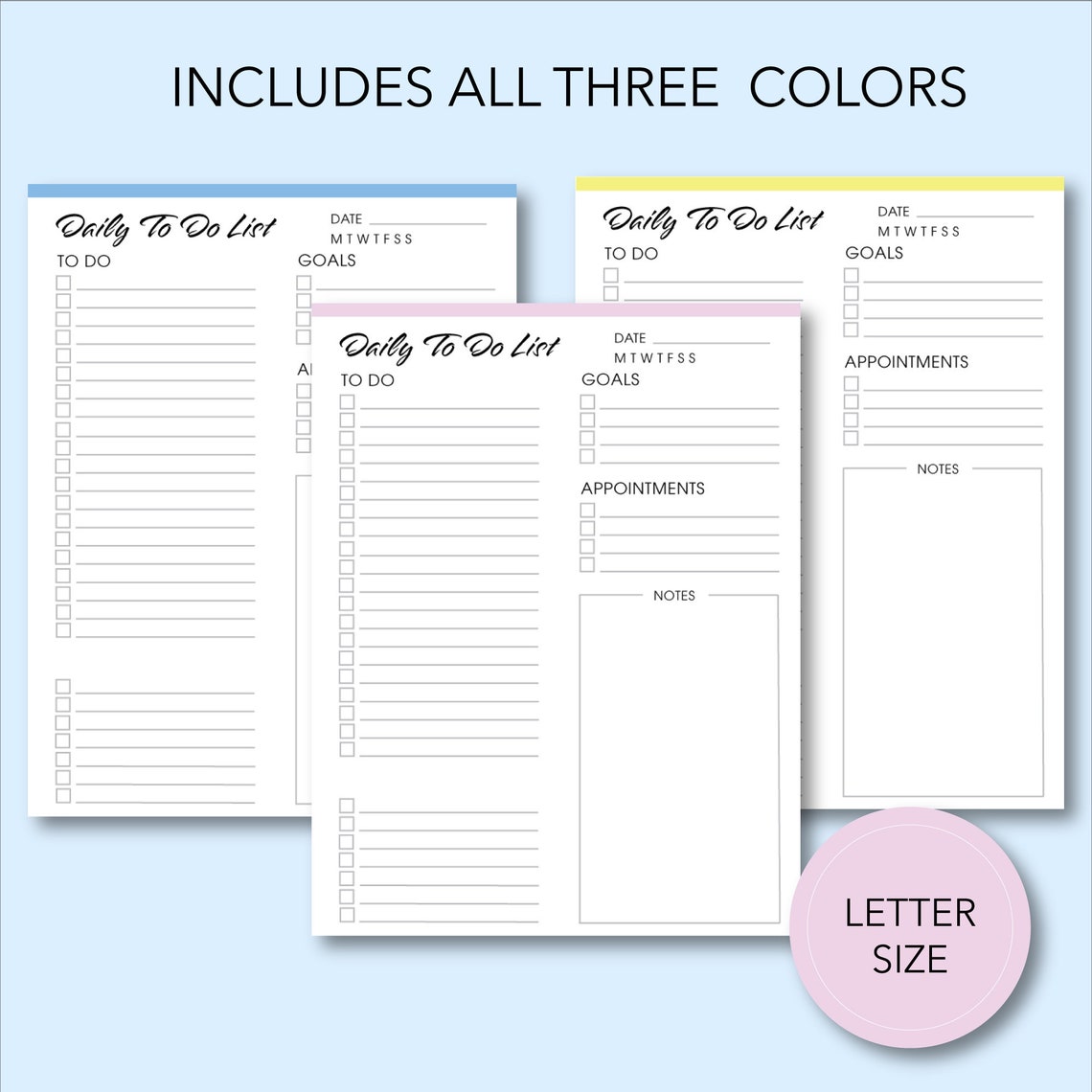 Daily to Do List Editable Printable PDF Instant Download - Etsy