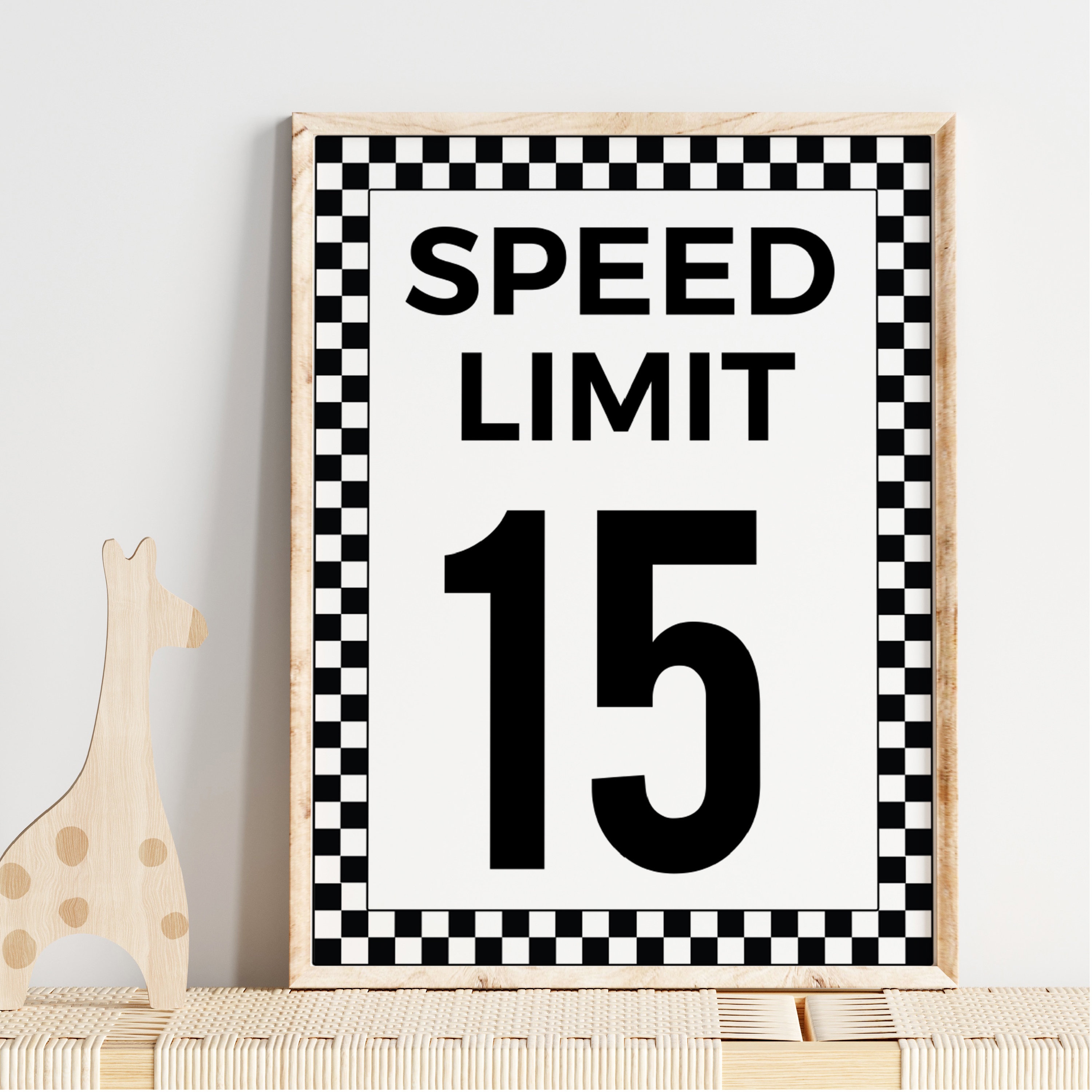 Editable Checkered Speed Limit Sign, Racing Birthday Party Sign ...