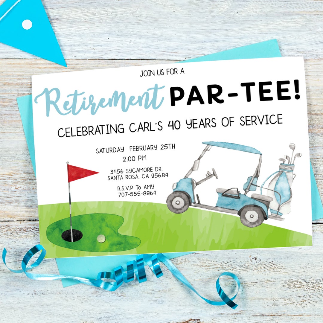 Editable Golf Retirement Party Invitation, Hole in One Retirement, Par ...