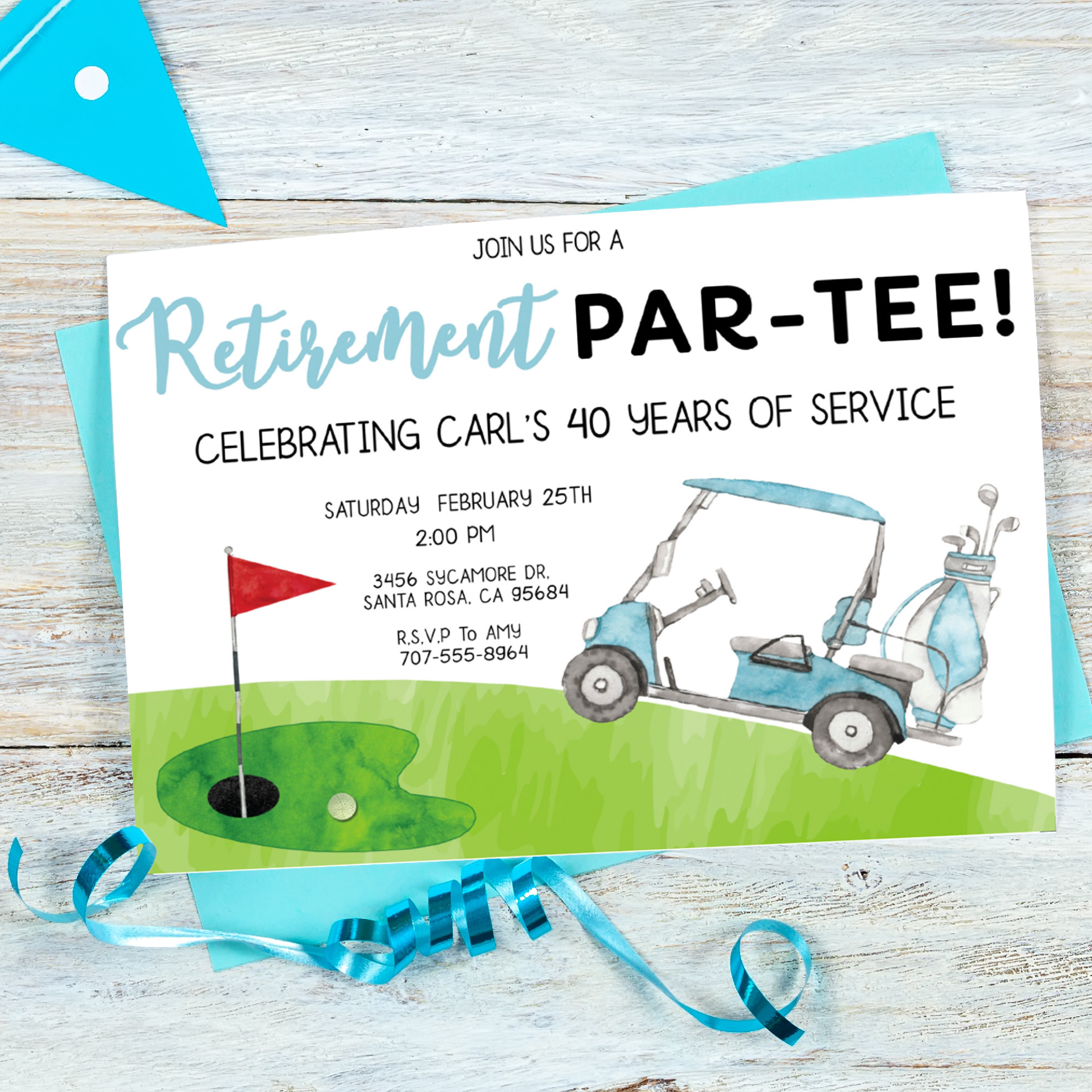 Editable Golf Retirement Party Invitation, Hole in One Retirement, Par ...