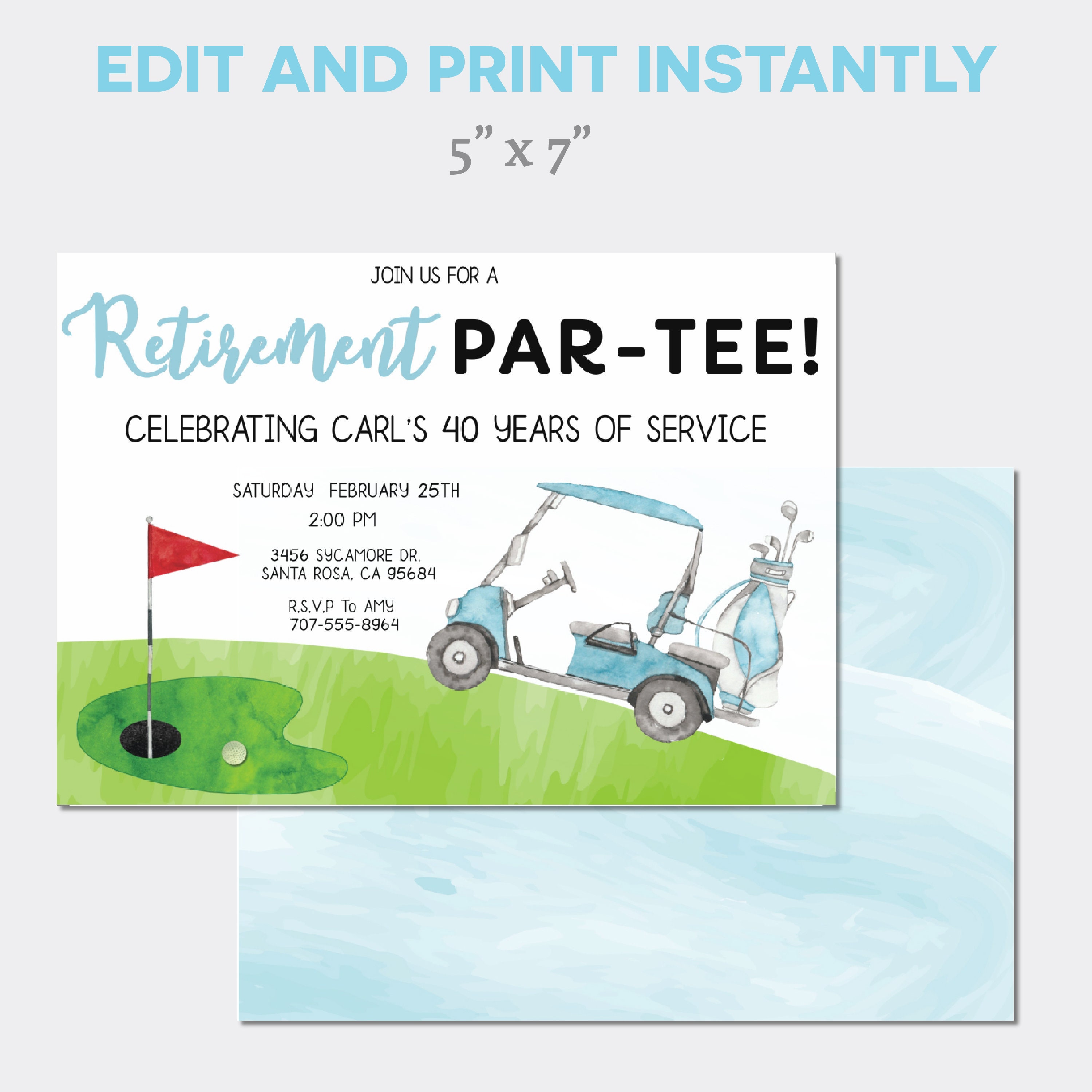 Editable Golf Retirement Party Invitation, Hole in One Retirement, Par ...