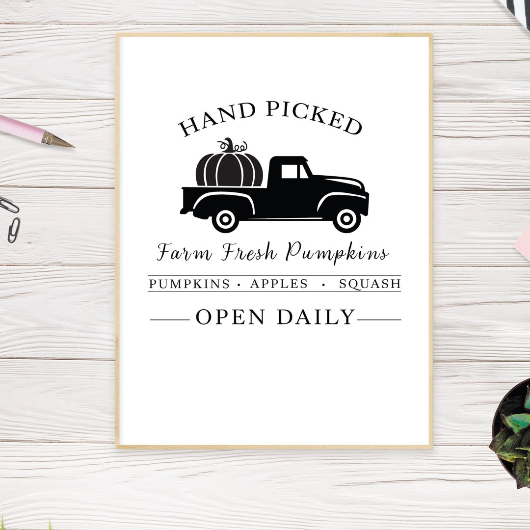 Hand Picked Pumpkin Farm Fall Sign SVG Digital Download Design, Cut ...