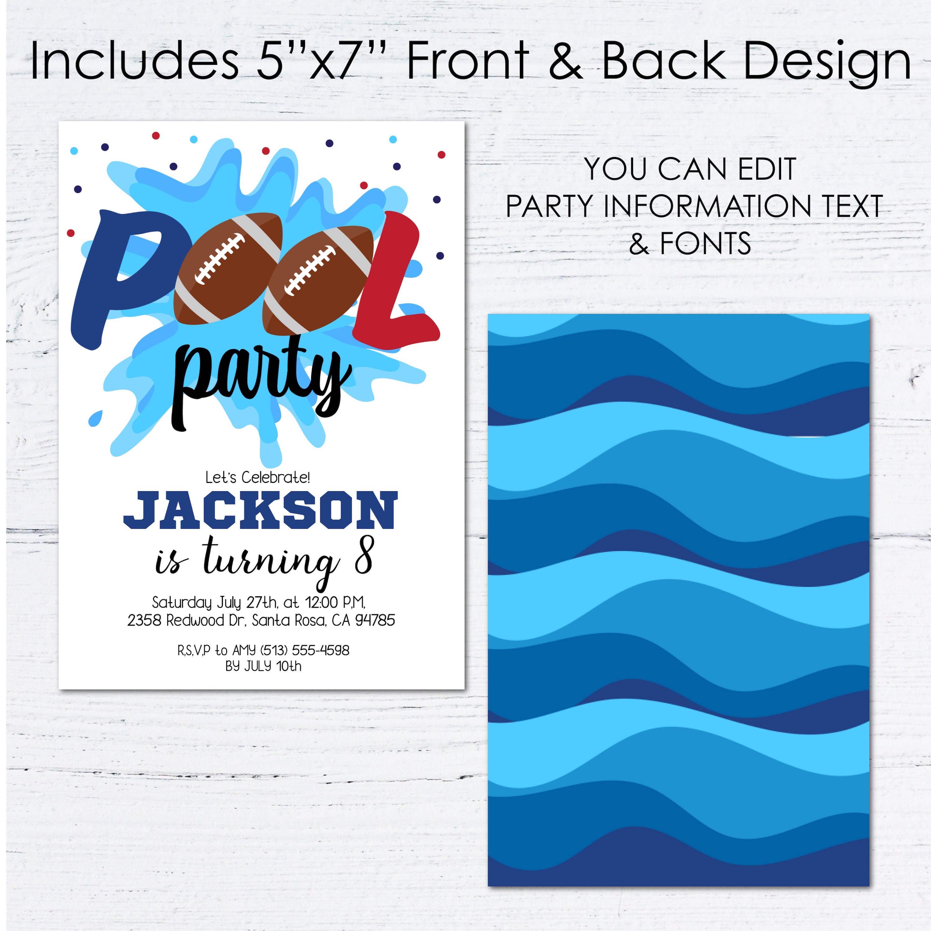 Editable Football Pool Birthday Party Invitation Instant Template ...