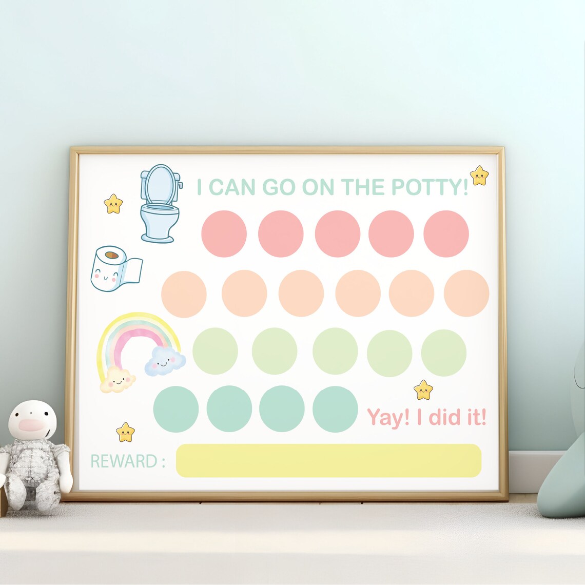 Printable Potty Training Reward Chart, Reward Sticker Chart, Download ...