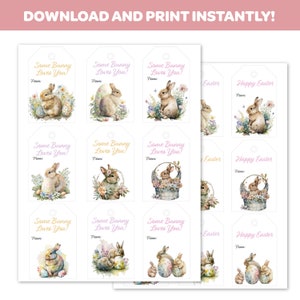 Printable Easter Gift Tags, Happy Easter Tag, Some Bunny Loves You ...