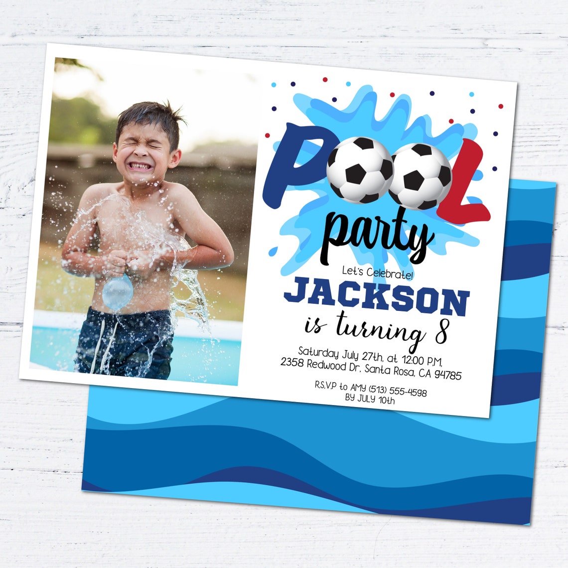 Editable Soccer Pool Birthday Party Invitation With Editable - Etsy