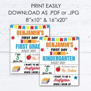 First Day of School Poster Sign, Back to School, Editable, Printable ...