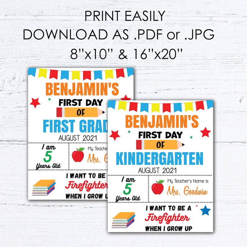 First Day of School Poster Sign, Back to School, Editable, Printable ...
