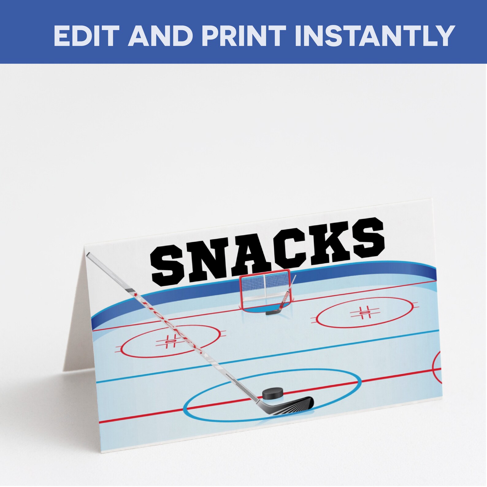 Editable Hockey Birthday Party Food Table Labels, Hockey Food Tent Card ...