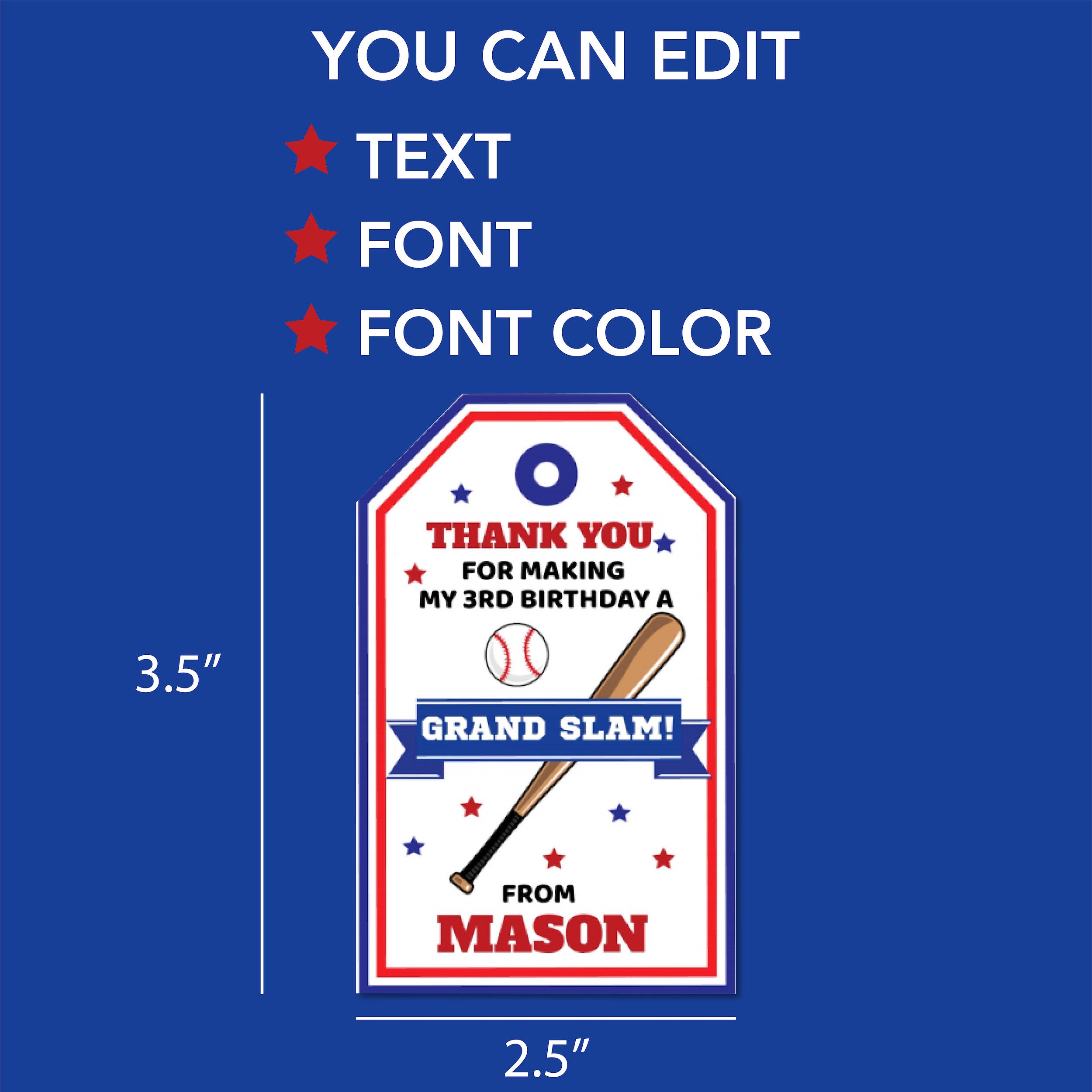 Editable Baseball Birthday Party Gift Tags Instant Template | Etsy