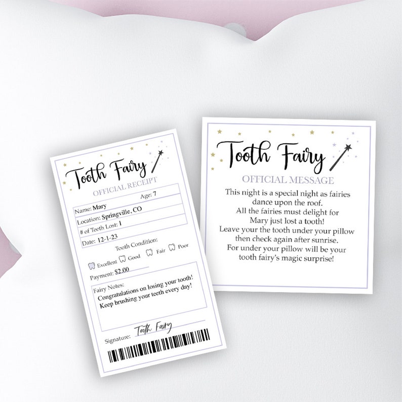 Editable Printable Tooth Fairy Receipt and Message Card Bundle, Lost ...