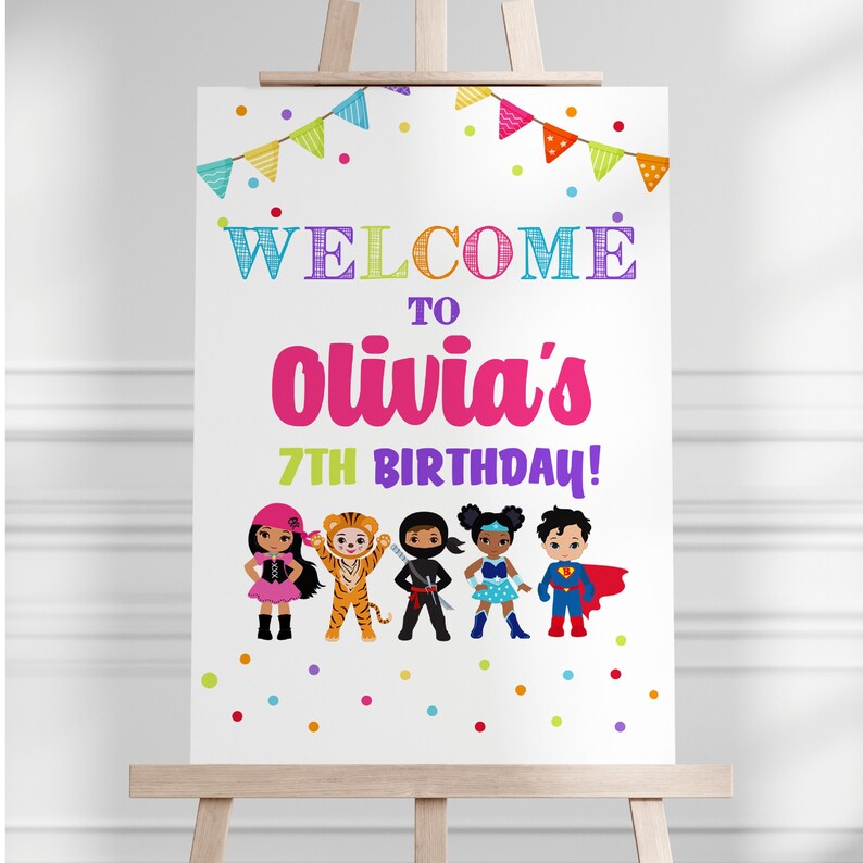 Editable Dress up Costume Birthday Party Welcome Sign Instant Template ...