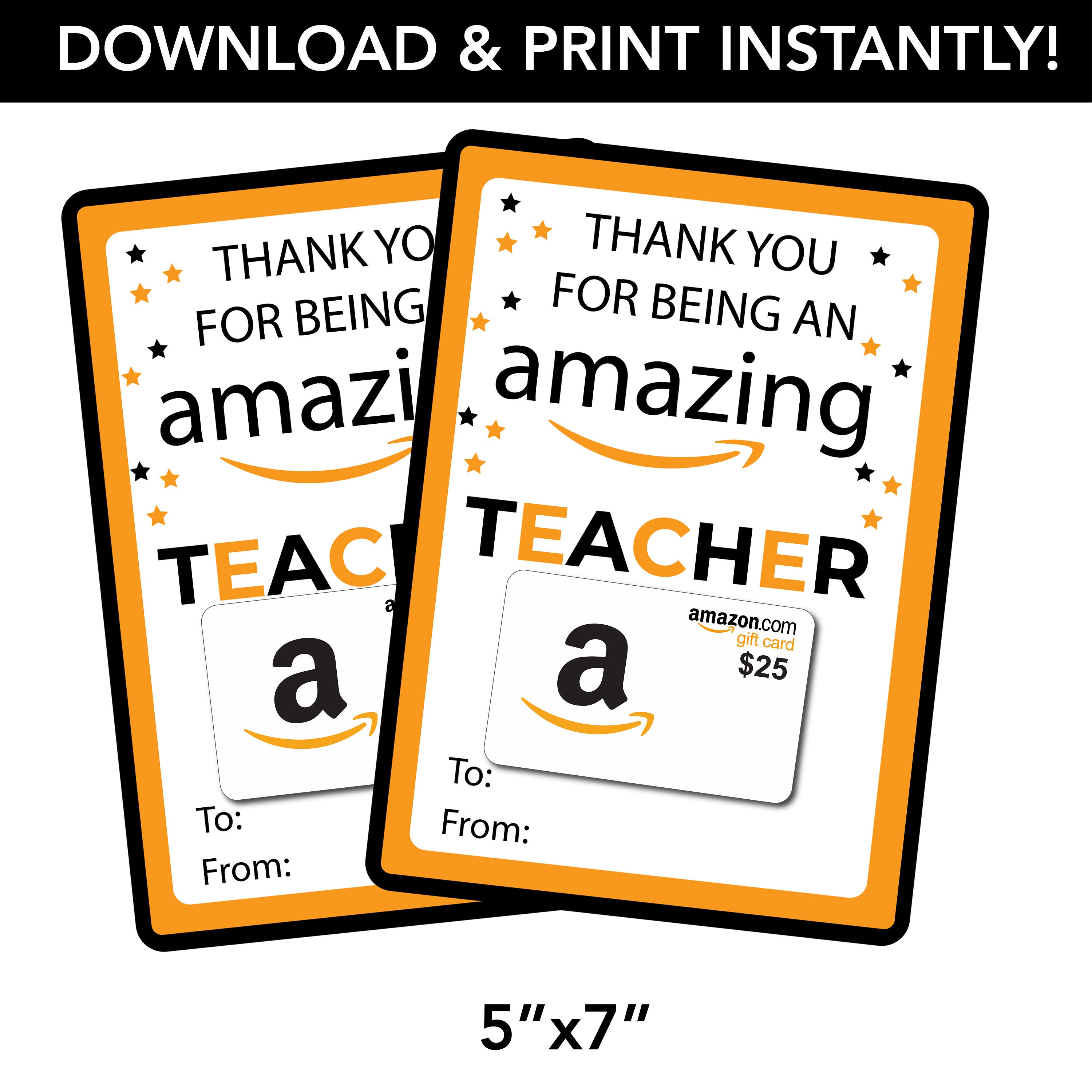 Printable Thank You for Being an Amazing Teacher Amazon Gift - Etsy