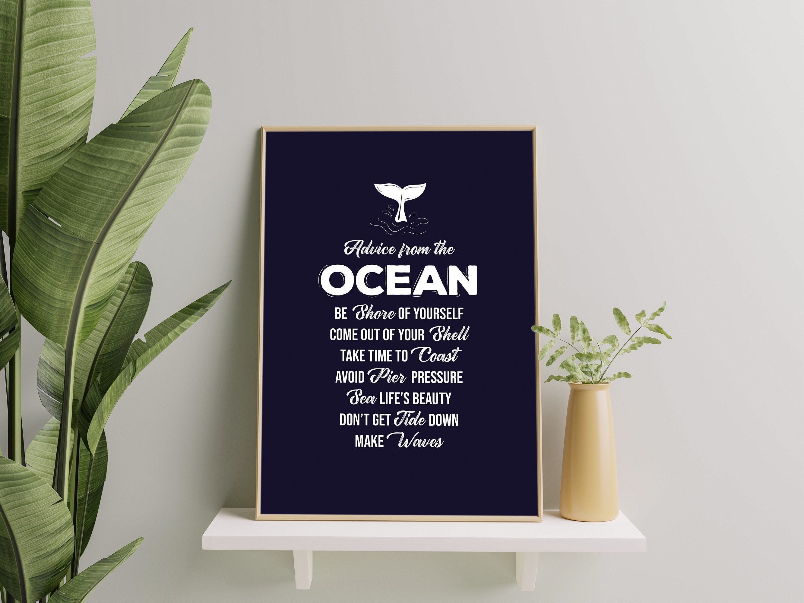 Advice From the Ocean Digital Print Typography Motivational Phrase ...