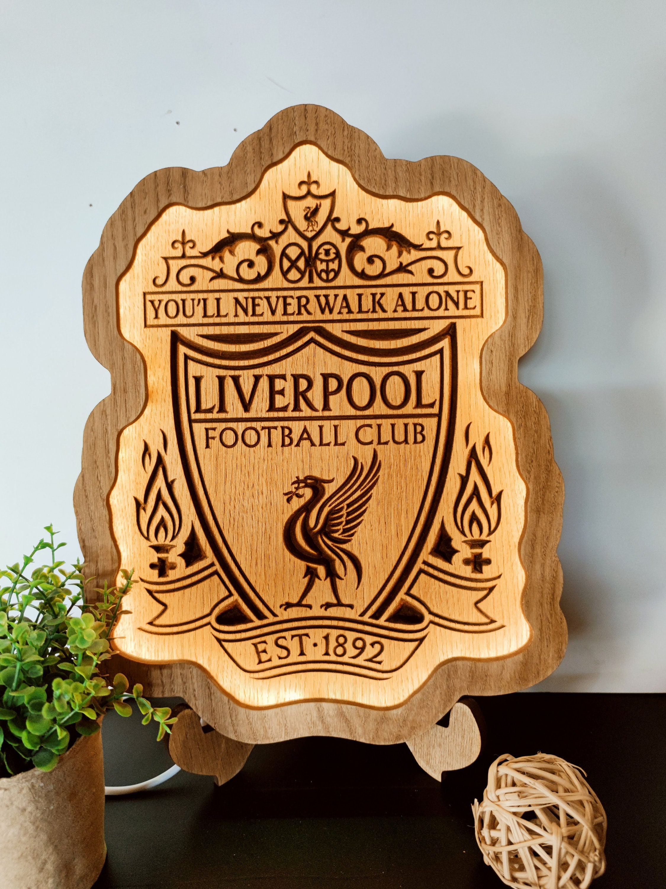 Liverpool wooden lamp RGB LED wood football Liverpool logo | Etsy