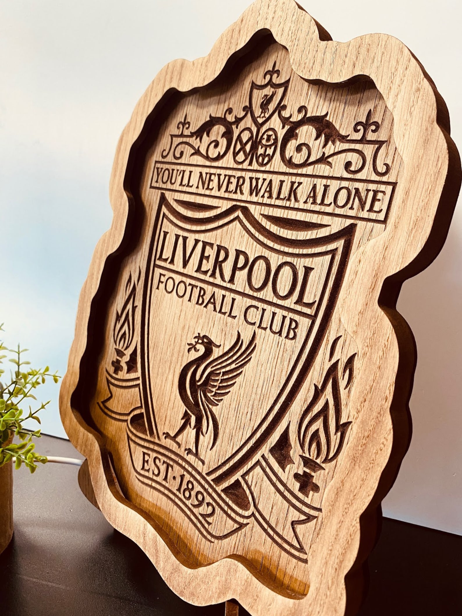 Liverpool wooden lamp wood football Liverpool logo | Etsy
