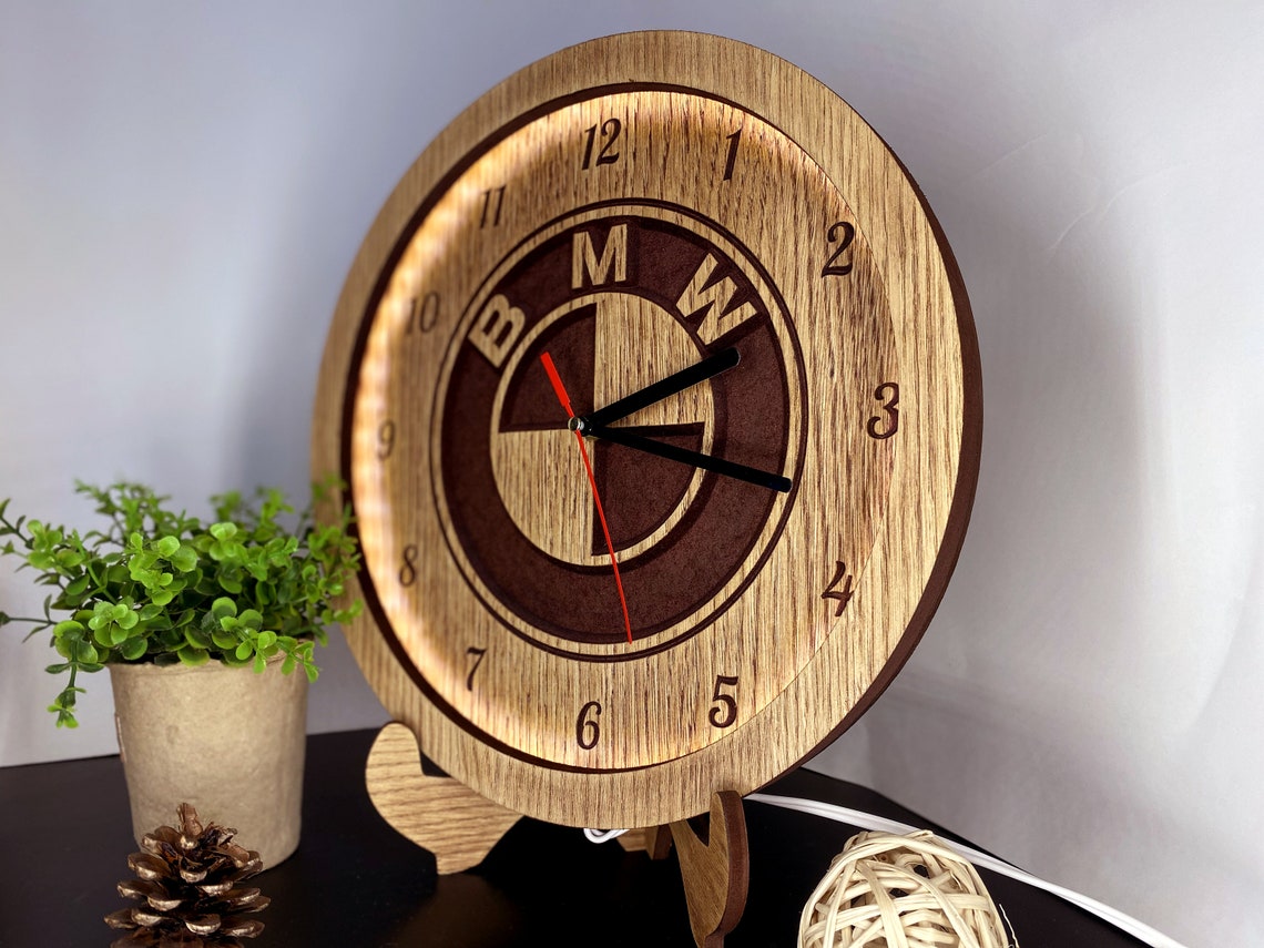 BMW wooden clock lamp wood BMW bmw logo bmw cars bmw | Etsy