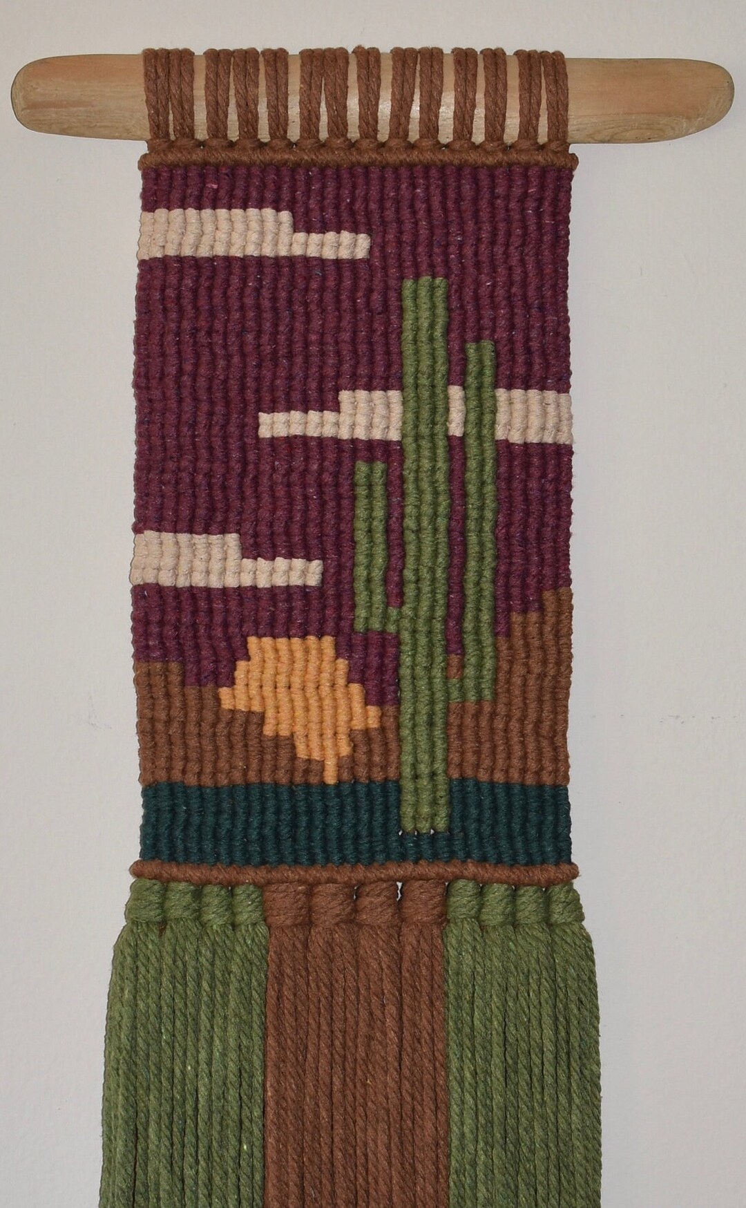 Sonoran Cactus Sunset / Macrame Wall Hanging / Recycled Cotton - Etsy
