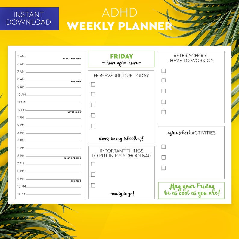 ADHD Weekly Planner - Etsy
